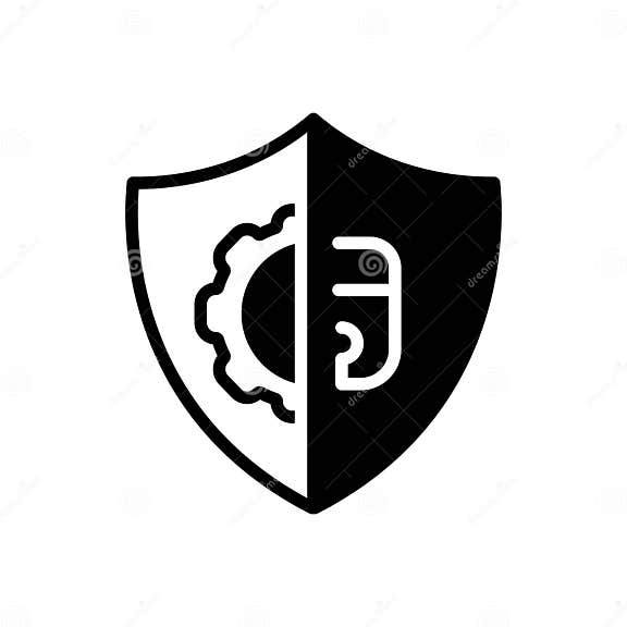 Black Solid Icon for Protect, Defend and Folder Stock Illustration ...