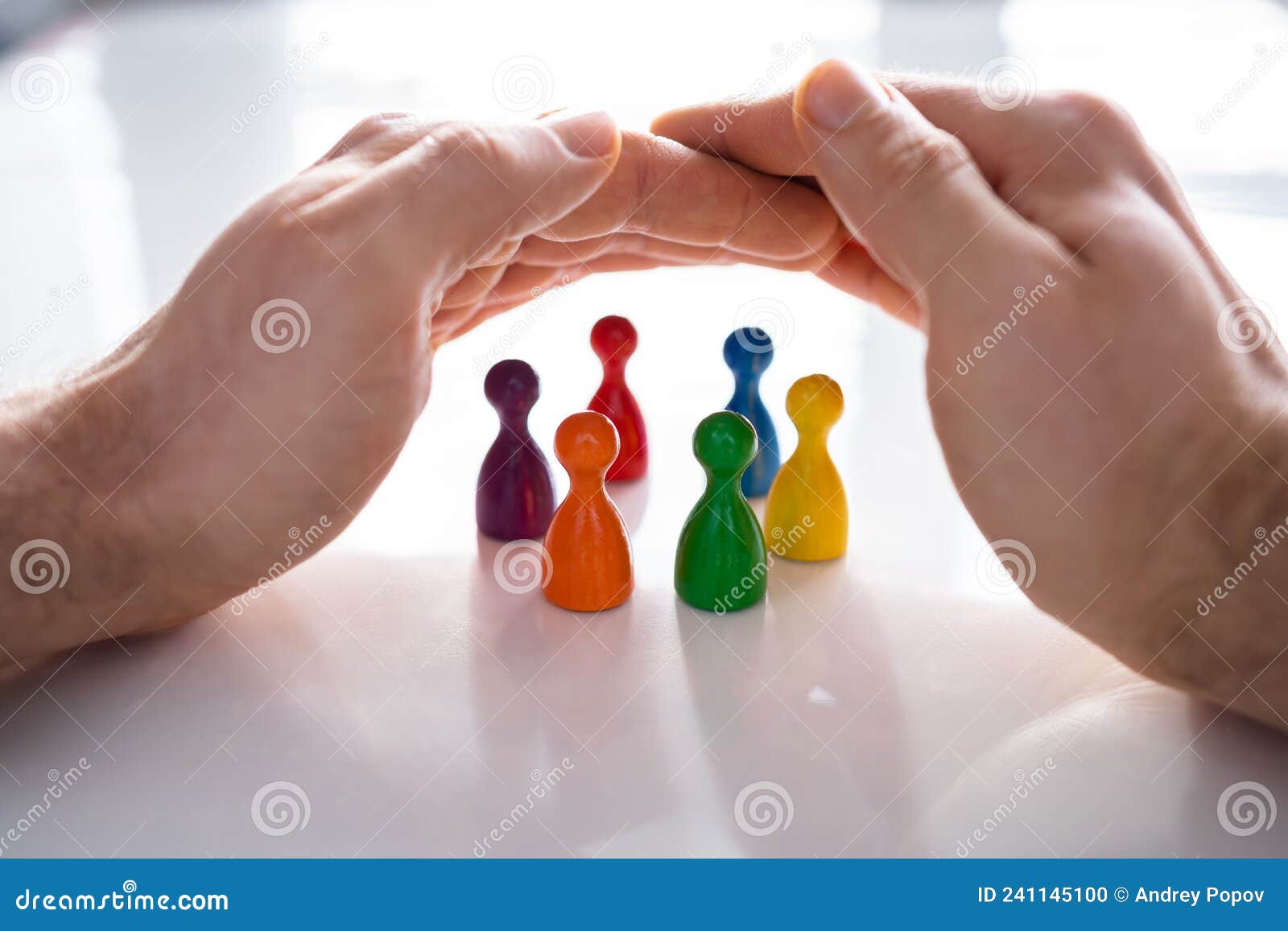 Protect Inclusion and Equality. Protect Colored Pawns Stock Photo ...