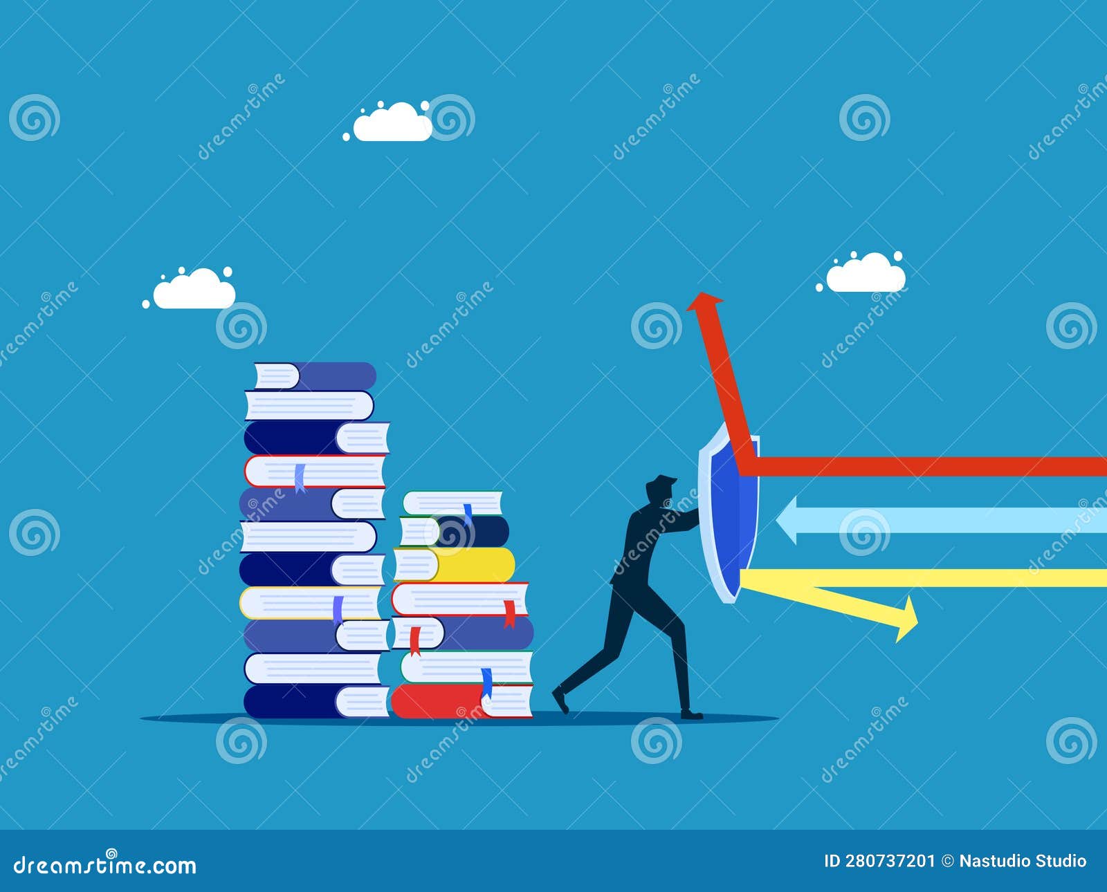 Protect Information or Knowledge. Businessman Holding a Shield To ...