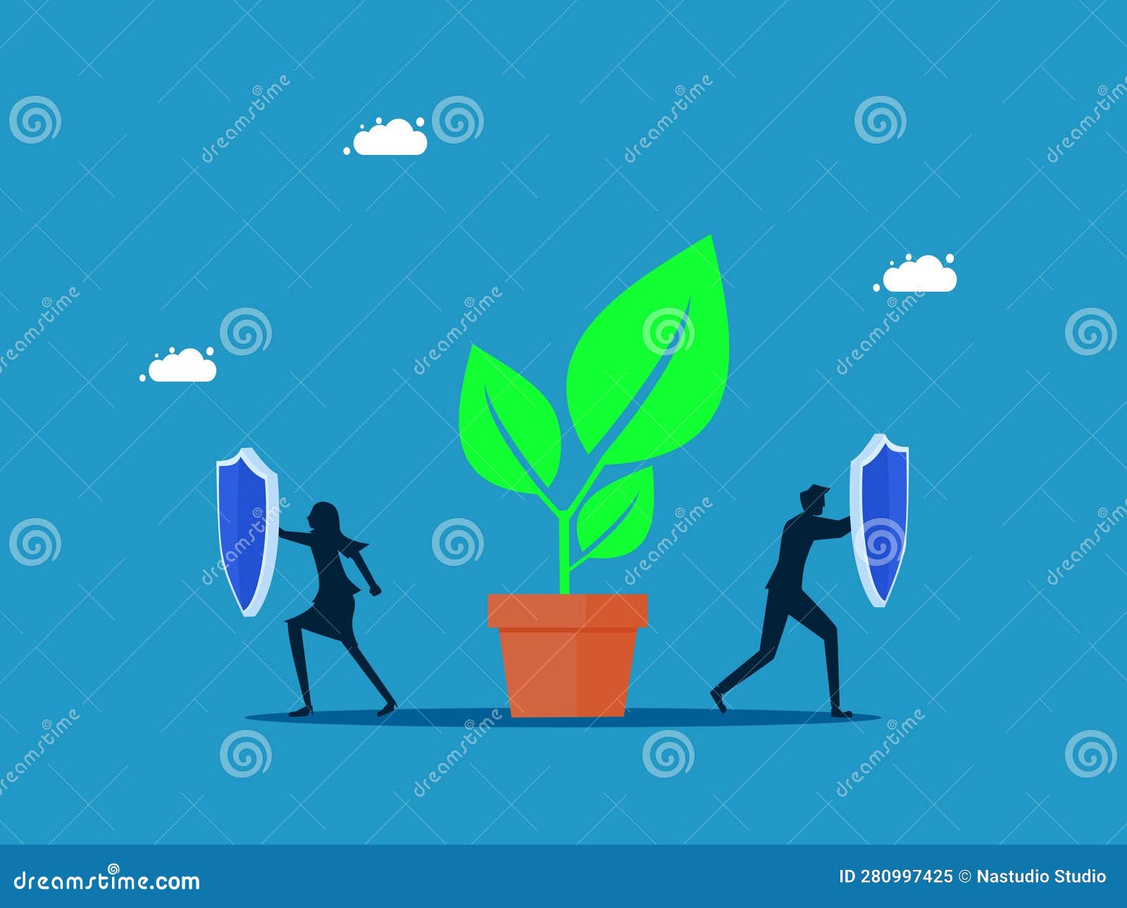 Protect Nature and the Environment. Business Team Holding Shields To ...