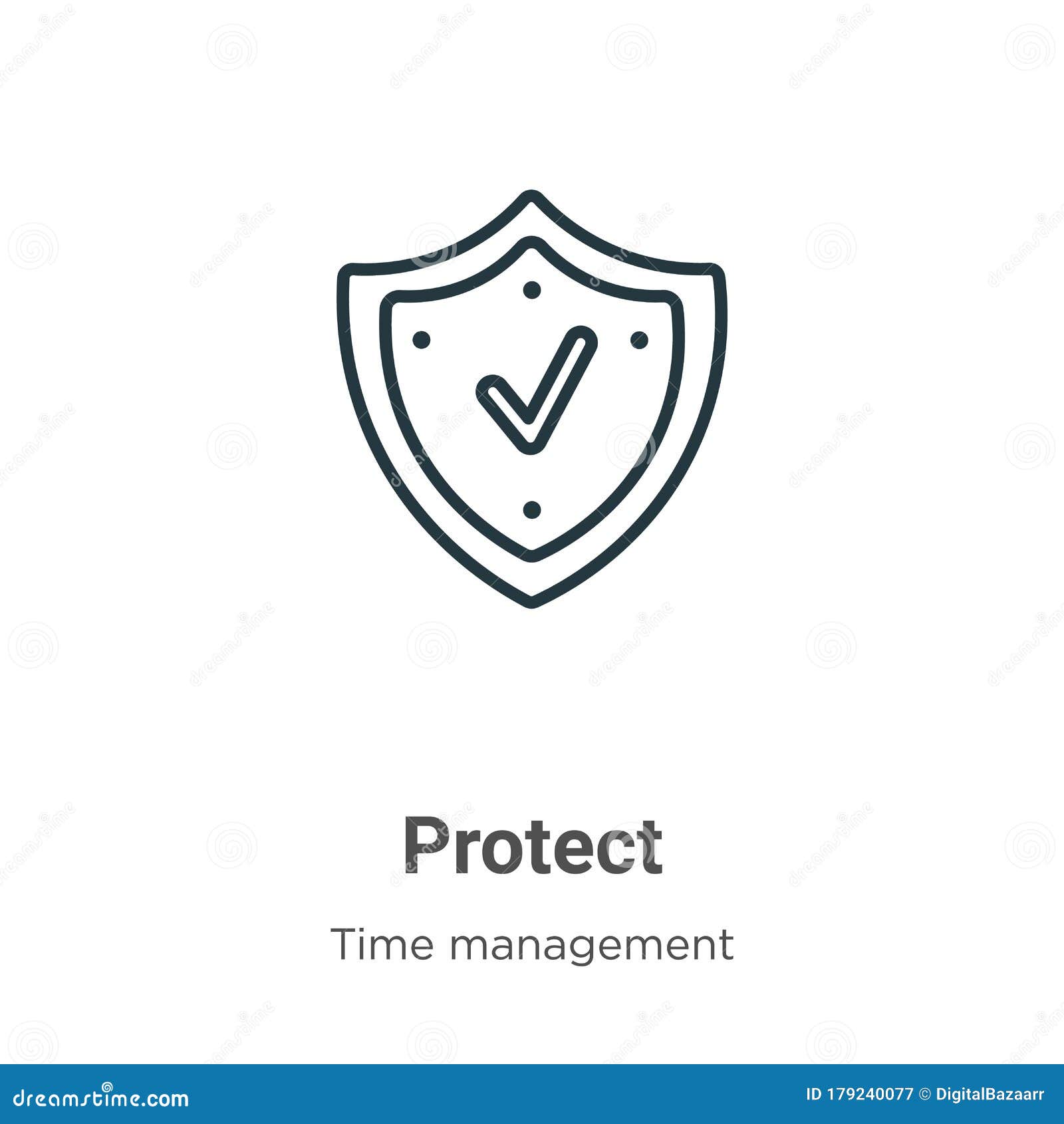 Protect Outline Vector Icon. Thin Line Black Protect Icon, Flat Vector ...