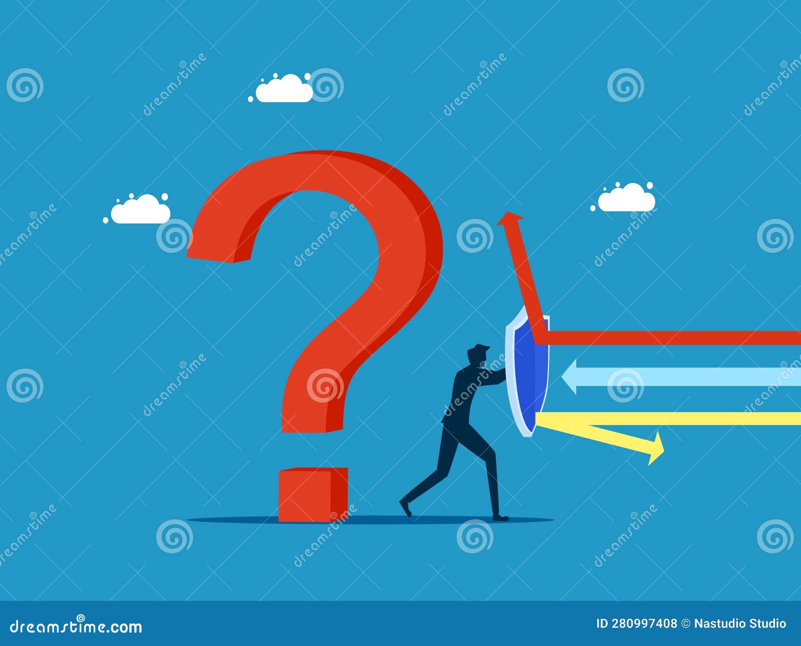 Protect Problems or Business Secrets. Businessman Holding Shield To ...