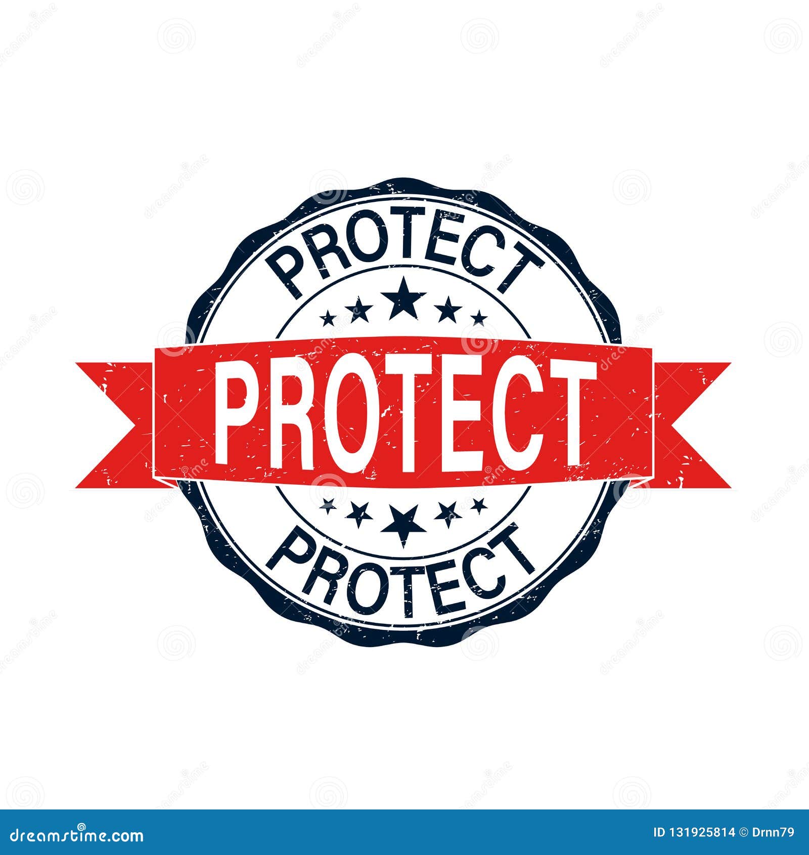 Protect Red Rubber Web Stamp with Stars Stock Illustration ...
