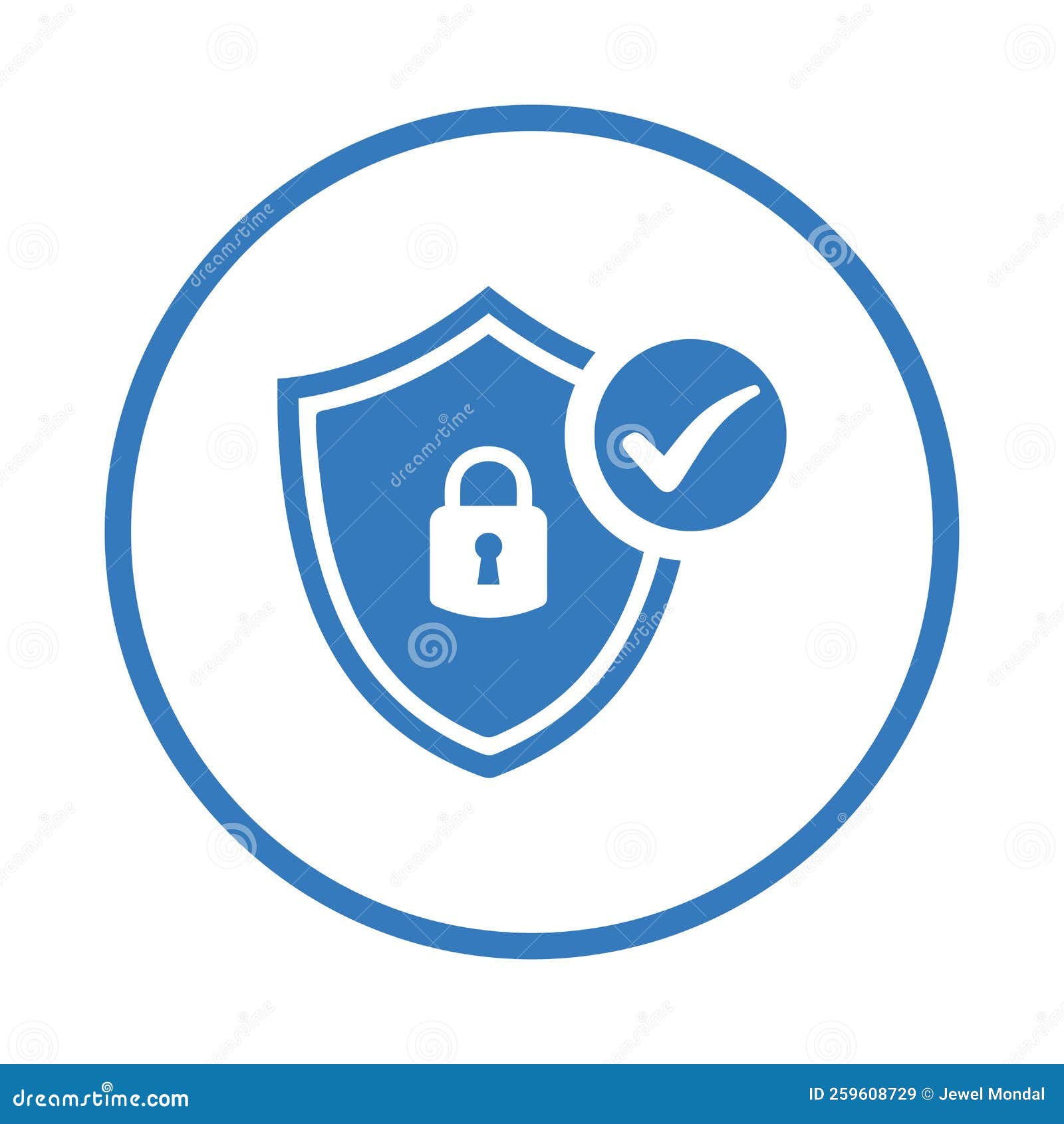 Protect, Safety, Secure Icon. Rounded Blue Vector Sketch Stock ...
