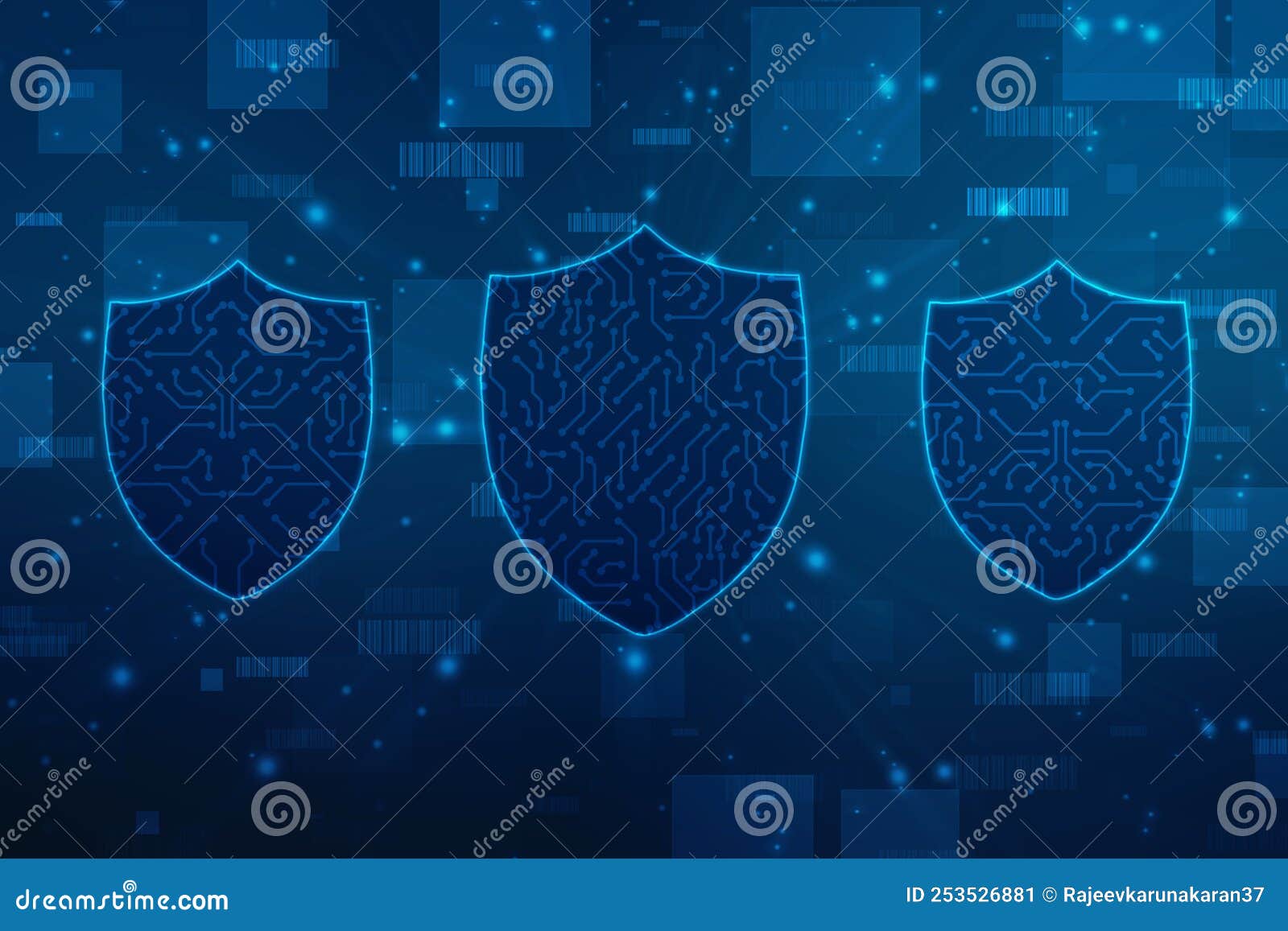 Protect and Security Concept. Digital Shield on Abstract Technology ...