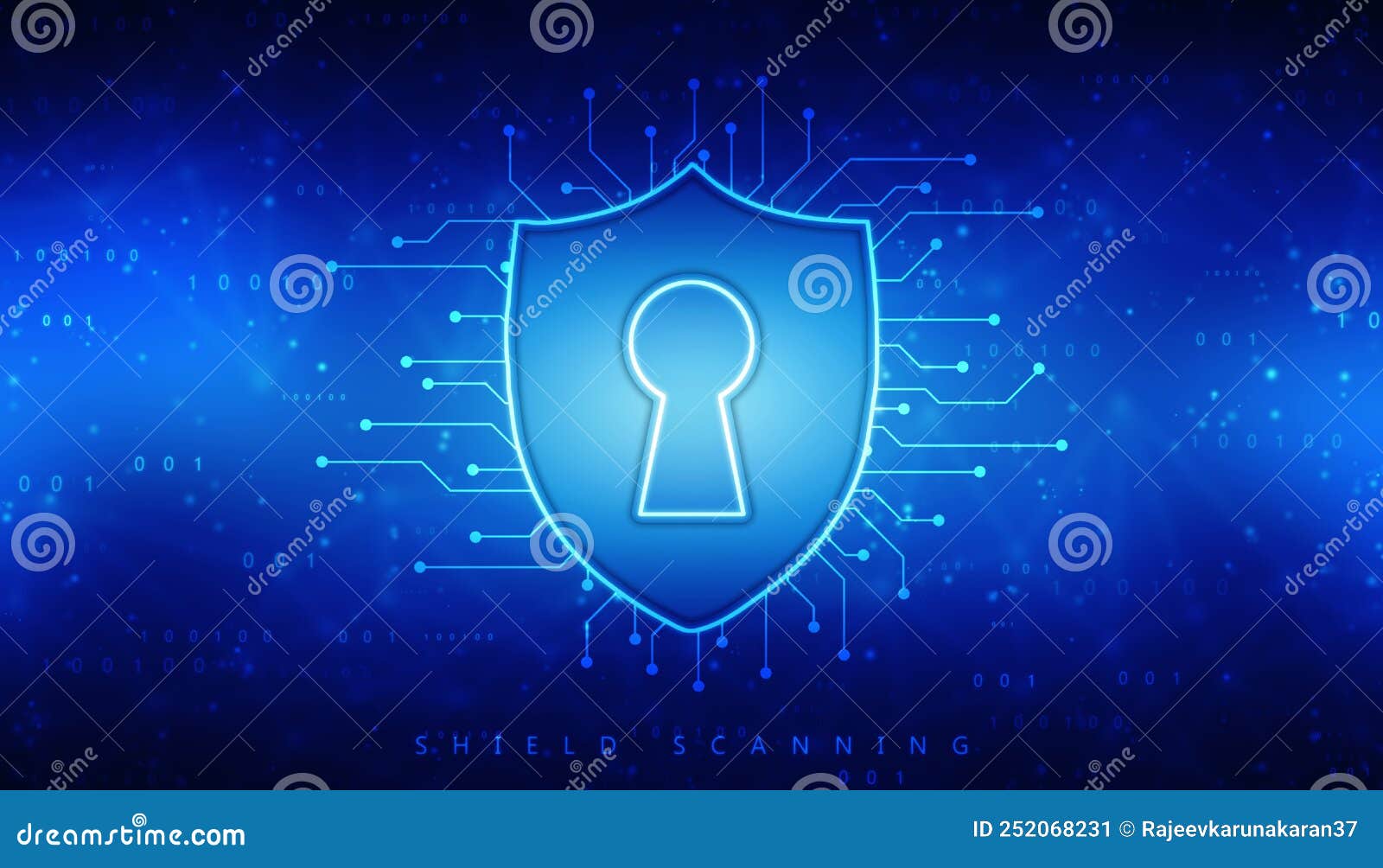 Protect and Security Concept. Digital Shield on Abstract Technology ...