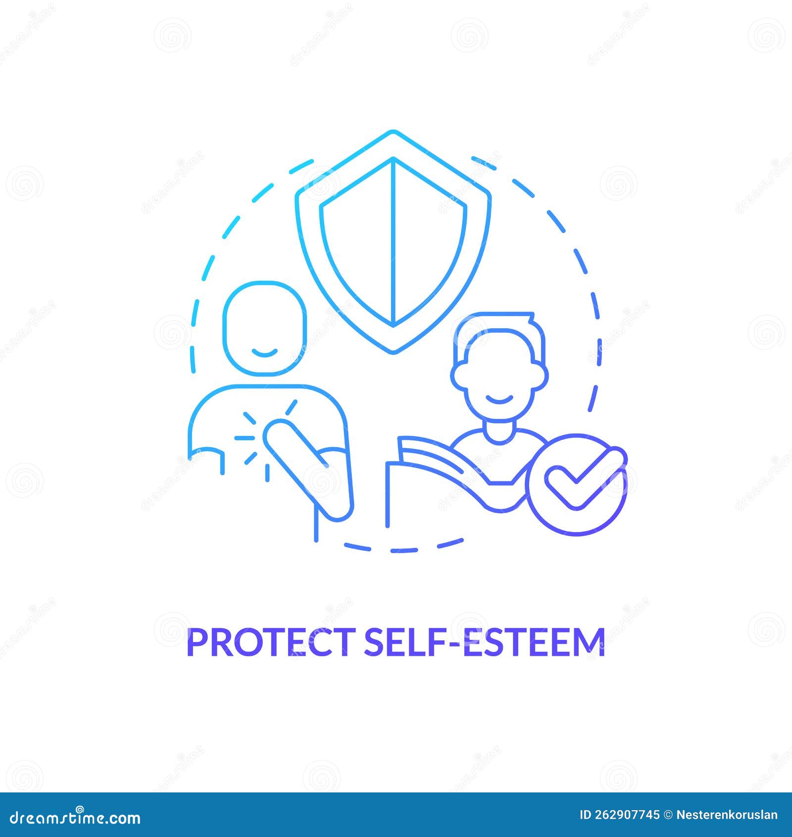 Protect Self-esteem Blue Gradient Concept Icon Stock Vector ...