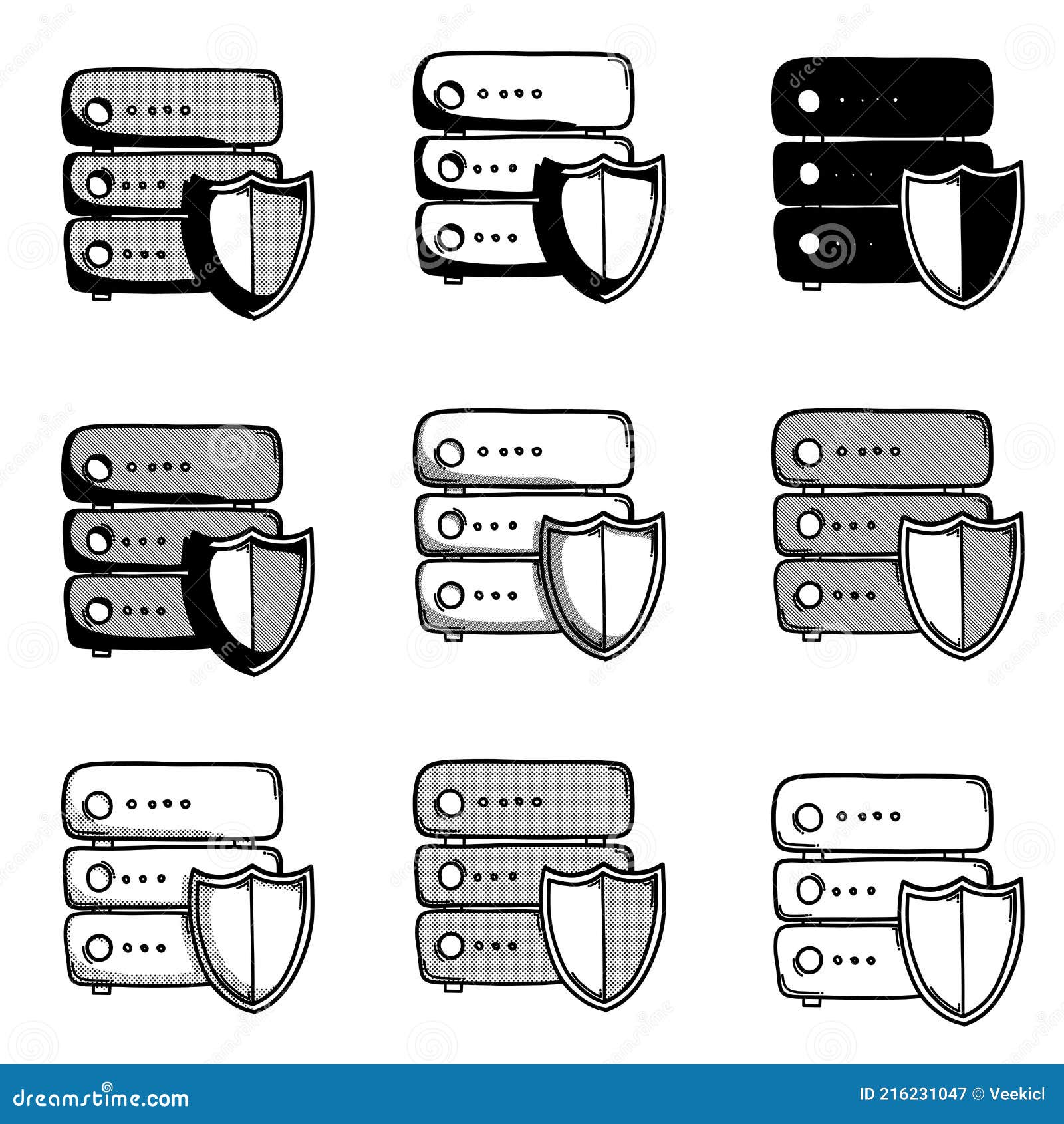 Protect Sever Doodle Vector Icon. Drawing Sketch Illustration Hand ...