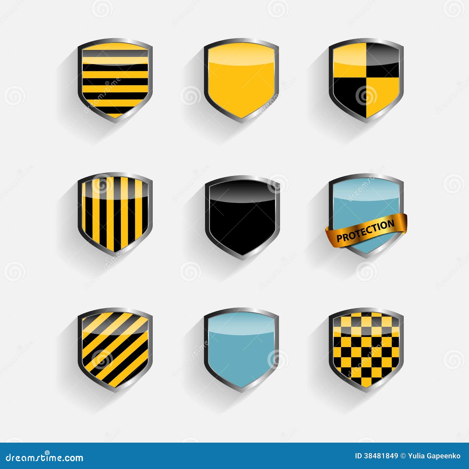 Protect Shield Set Vector Illustration Stock Vector - Illustration of ...