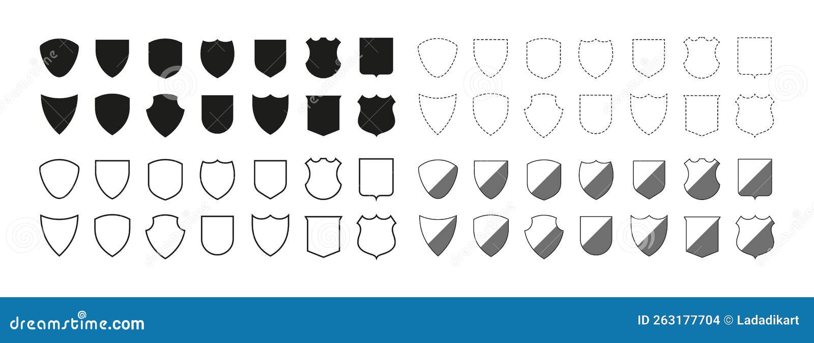Protect Shields Black Silhouettes Icons. Shield Various Shapes and ...