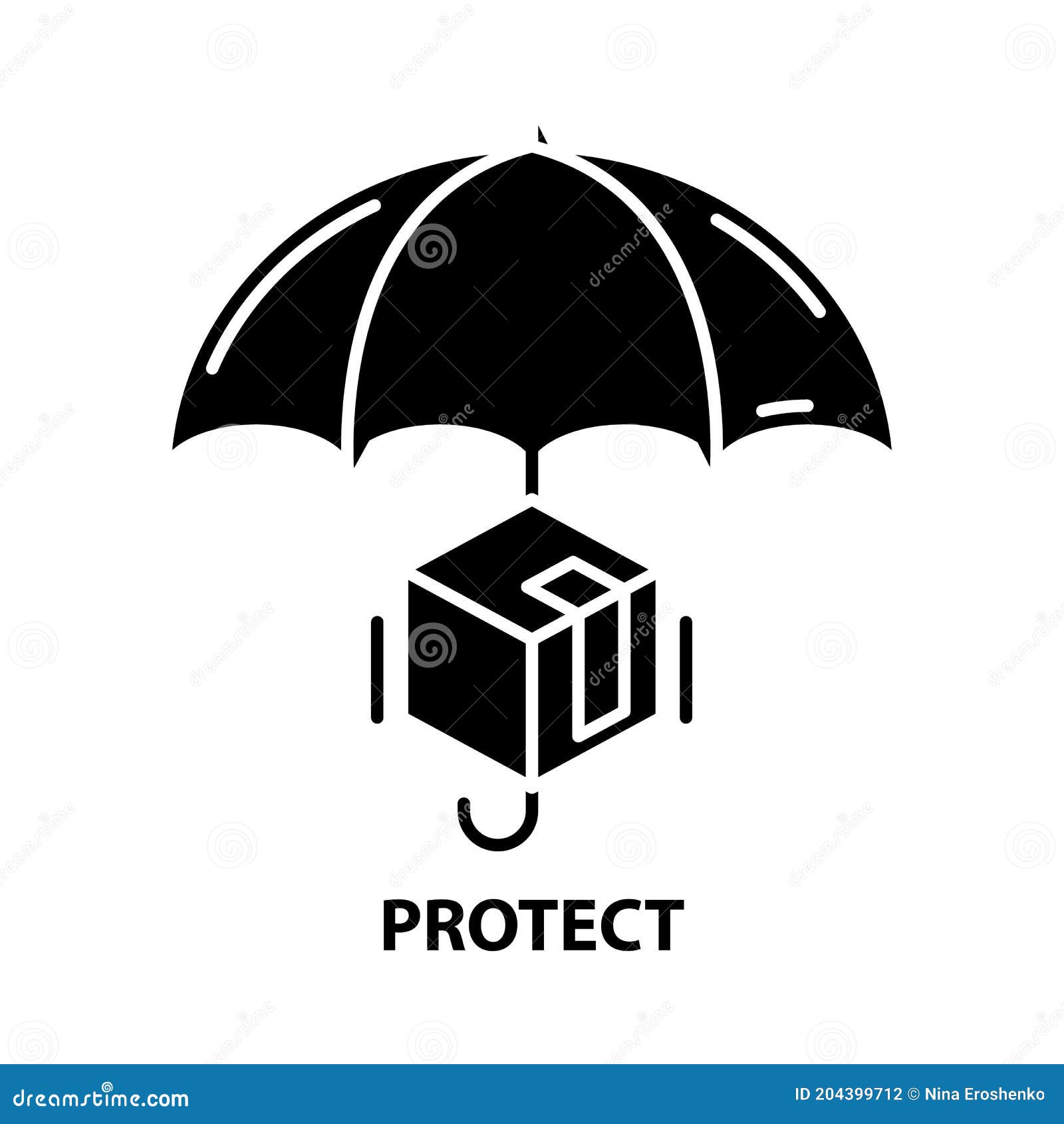 Protect Symbol Icon, Black Vector Sign with Editable Strokes, Concept ...
