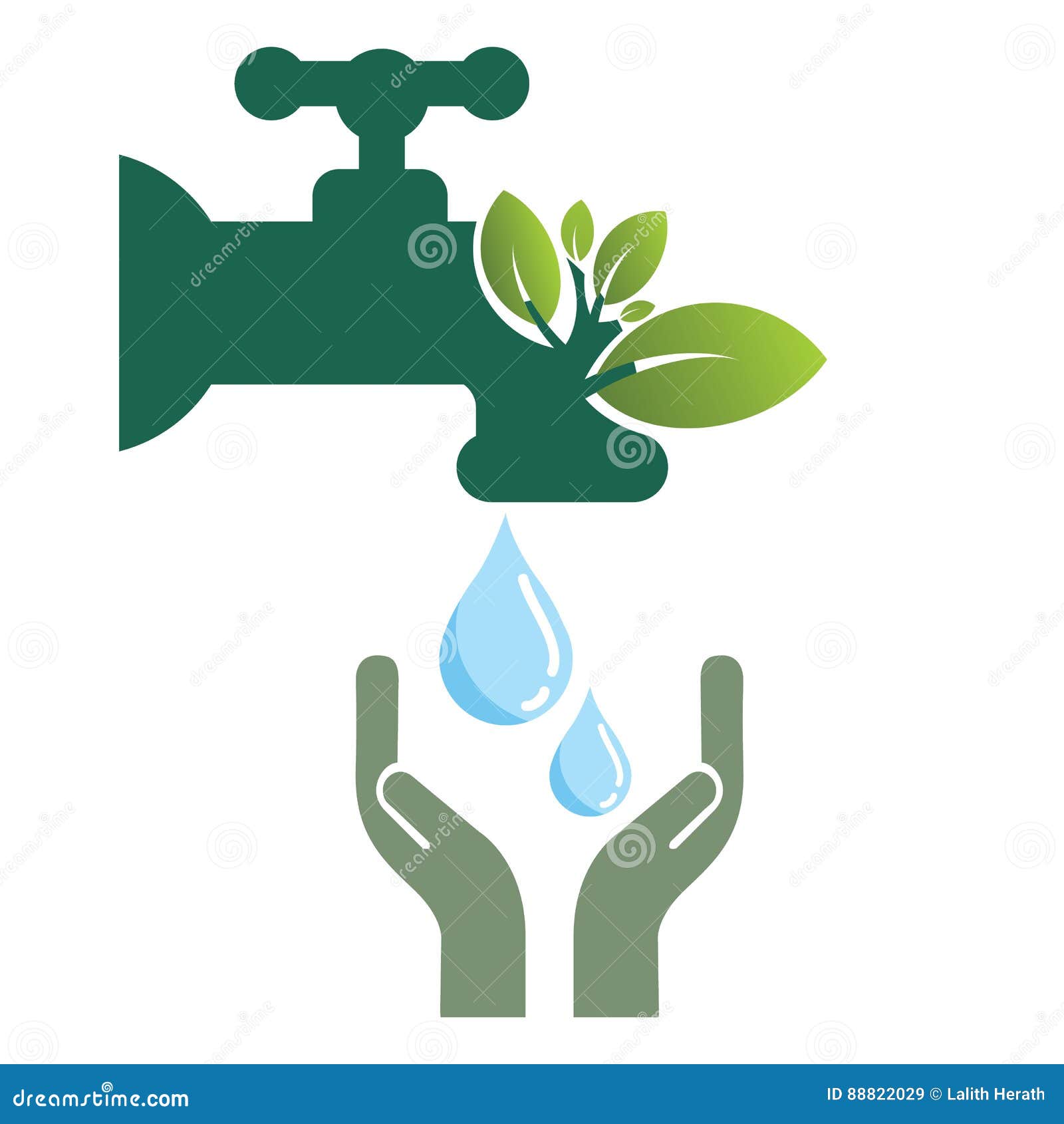 Protect Water Tap with Leaves Stock Vector - Illustration of leaf ...