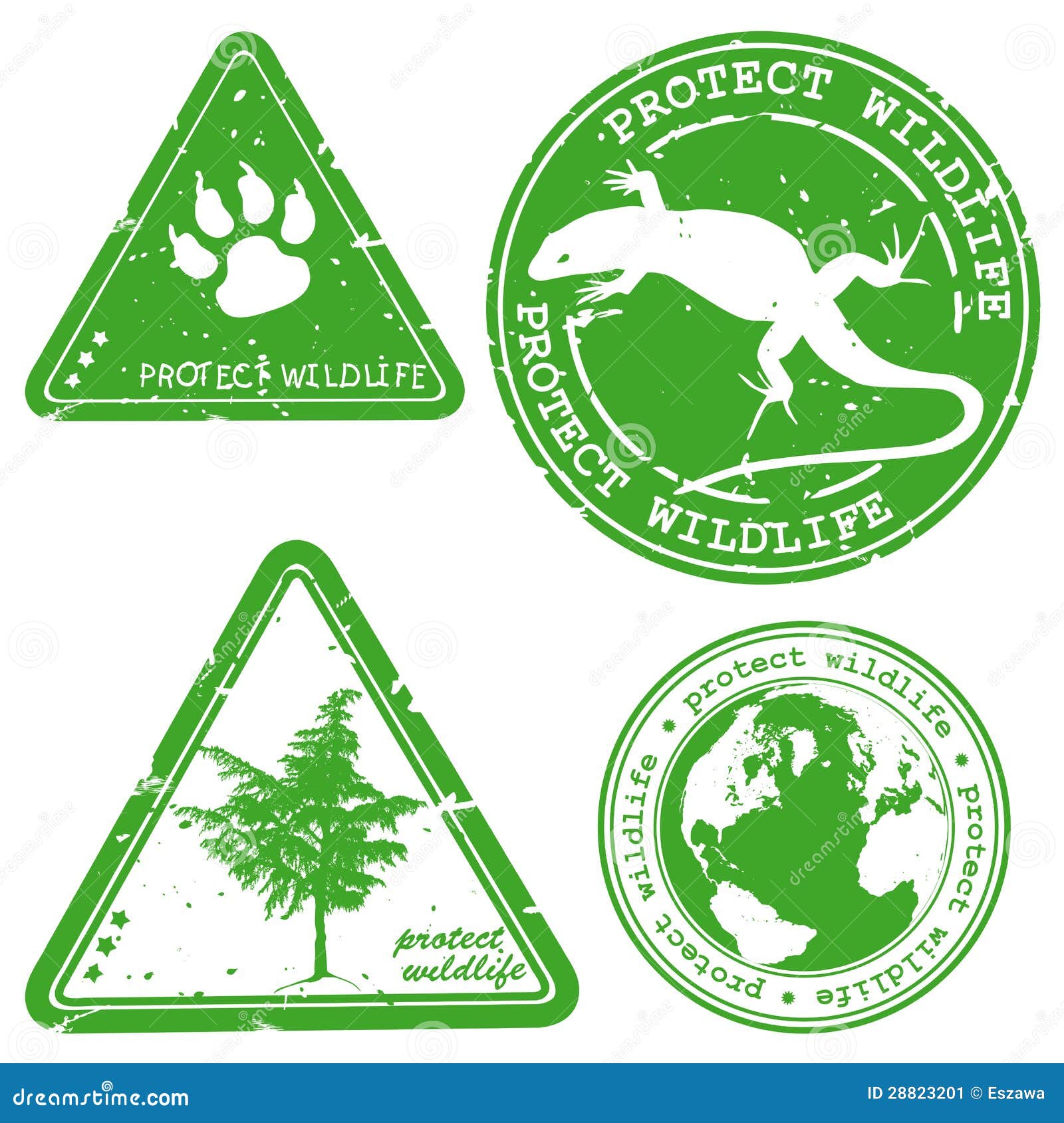 Protect Wildlife Written Inside Stamps. Stock Vector - Illustration of ...