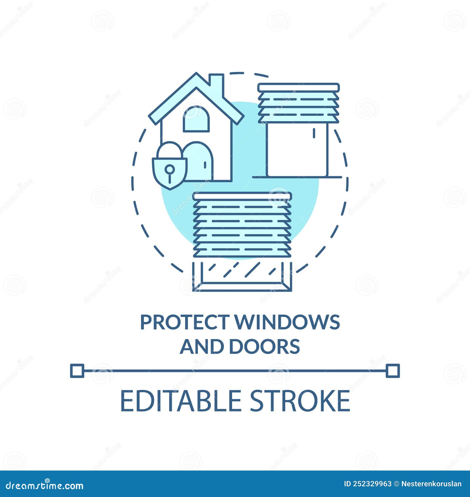 Protect Windows and Doors Turquoise Concept Icon Stock Vector ...