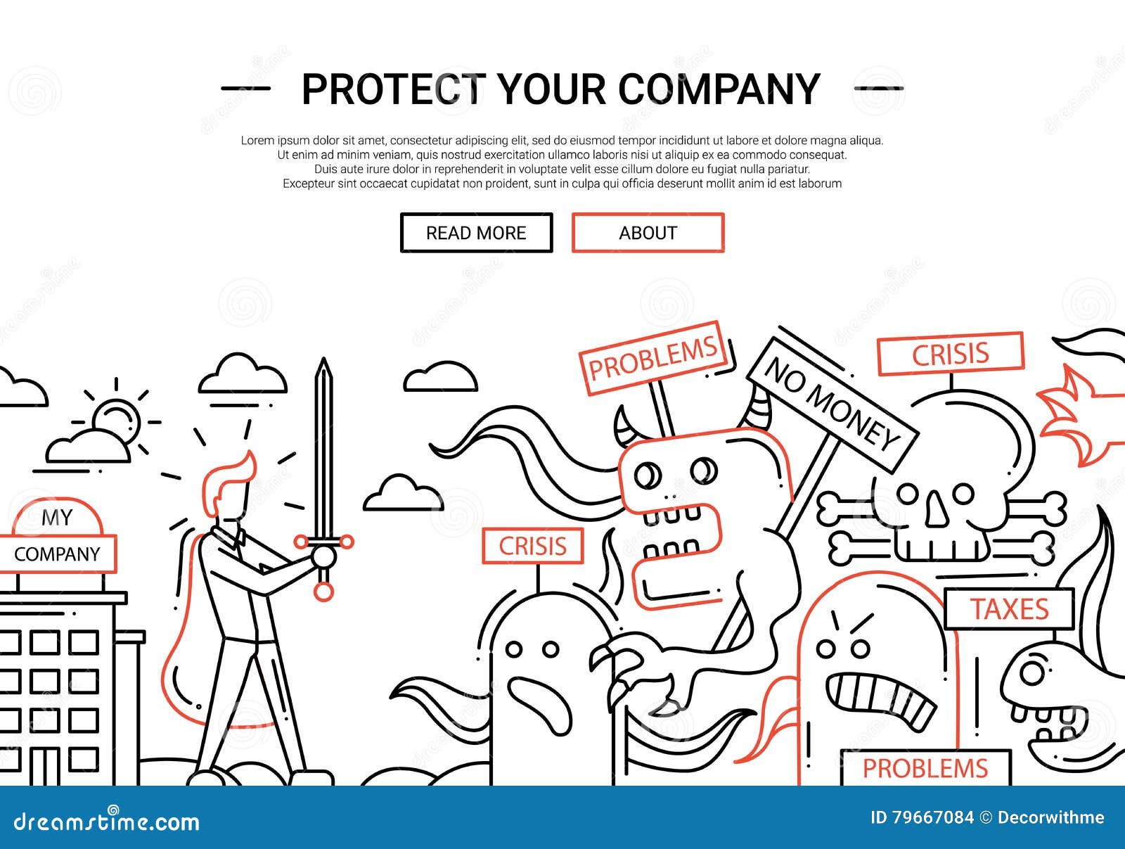 Protect Your Company - Line Design Website Banner Temlate Stock Vector ...