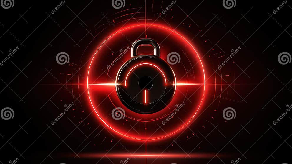Protect Your Data with a Glowing Red Cybersecurity Lock Visualization ...