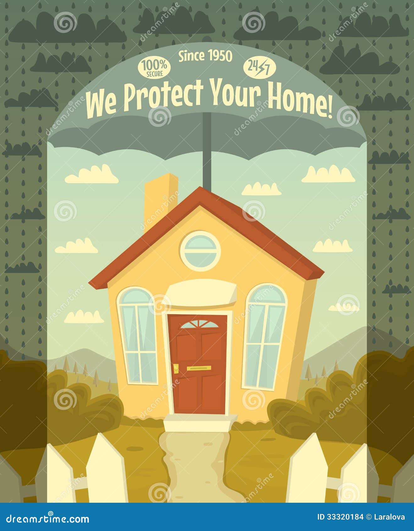 We protect your home stock vector. Illustration of retro - 33320184