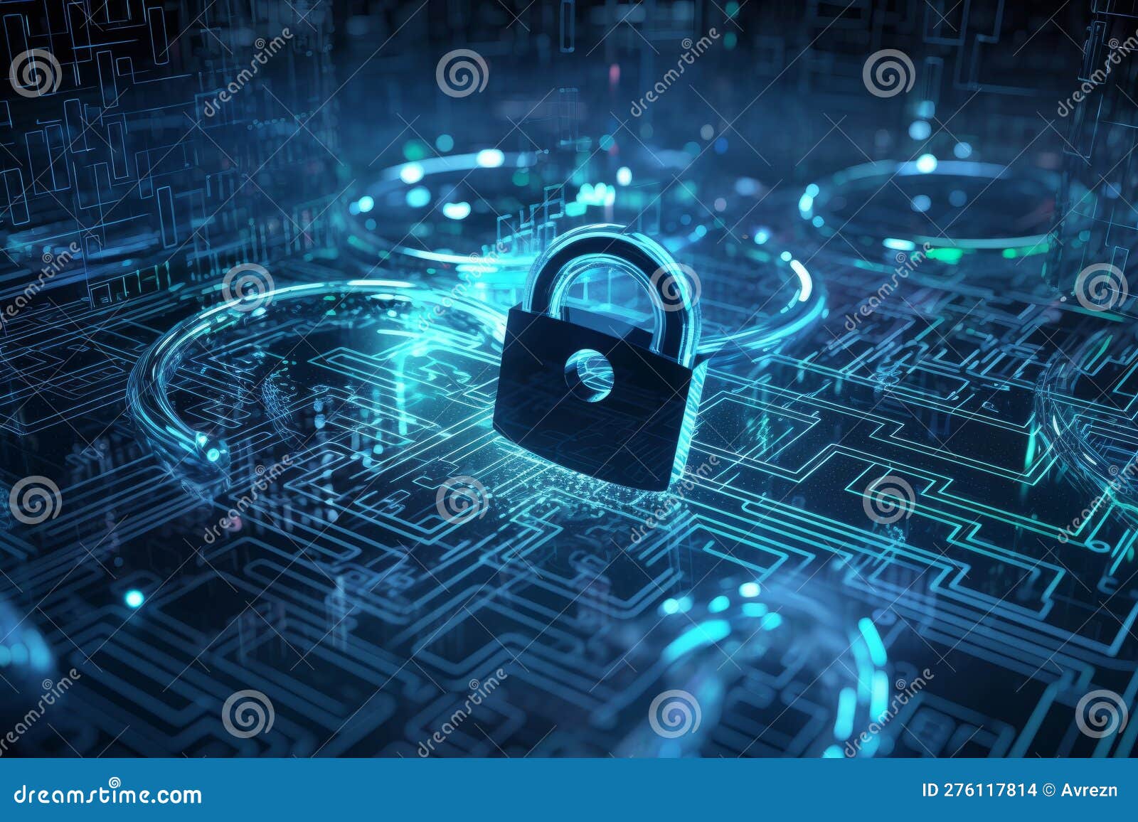 Secure Your Tech with Lock on Abstract Background, Cyber Security ...