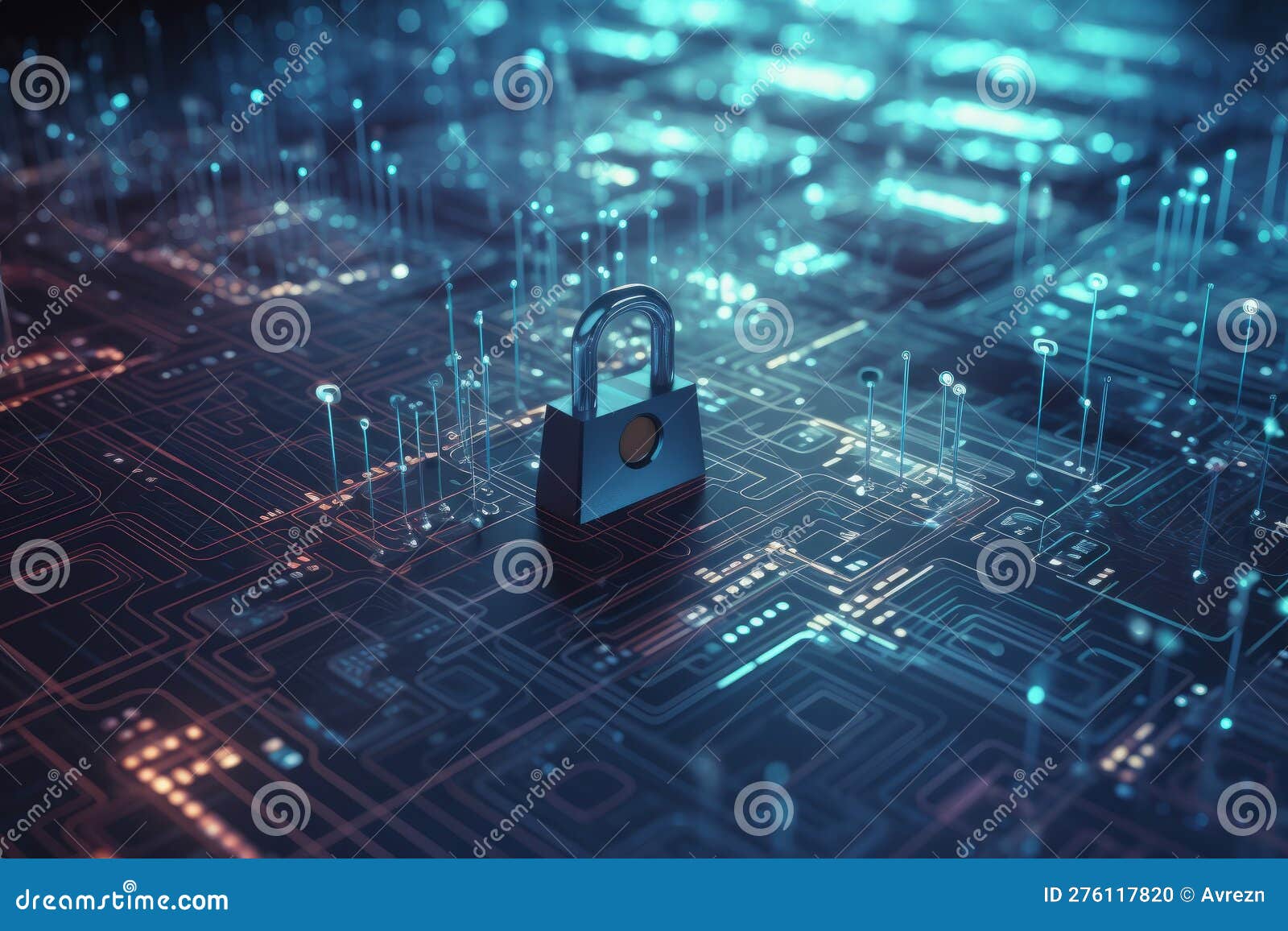 Secure Your Tech with Lock on Abstract Background, Cyber Security ...