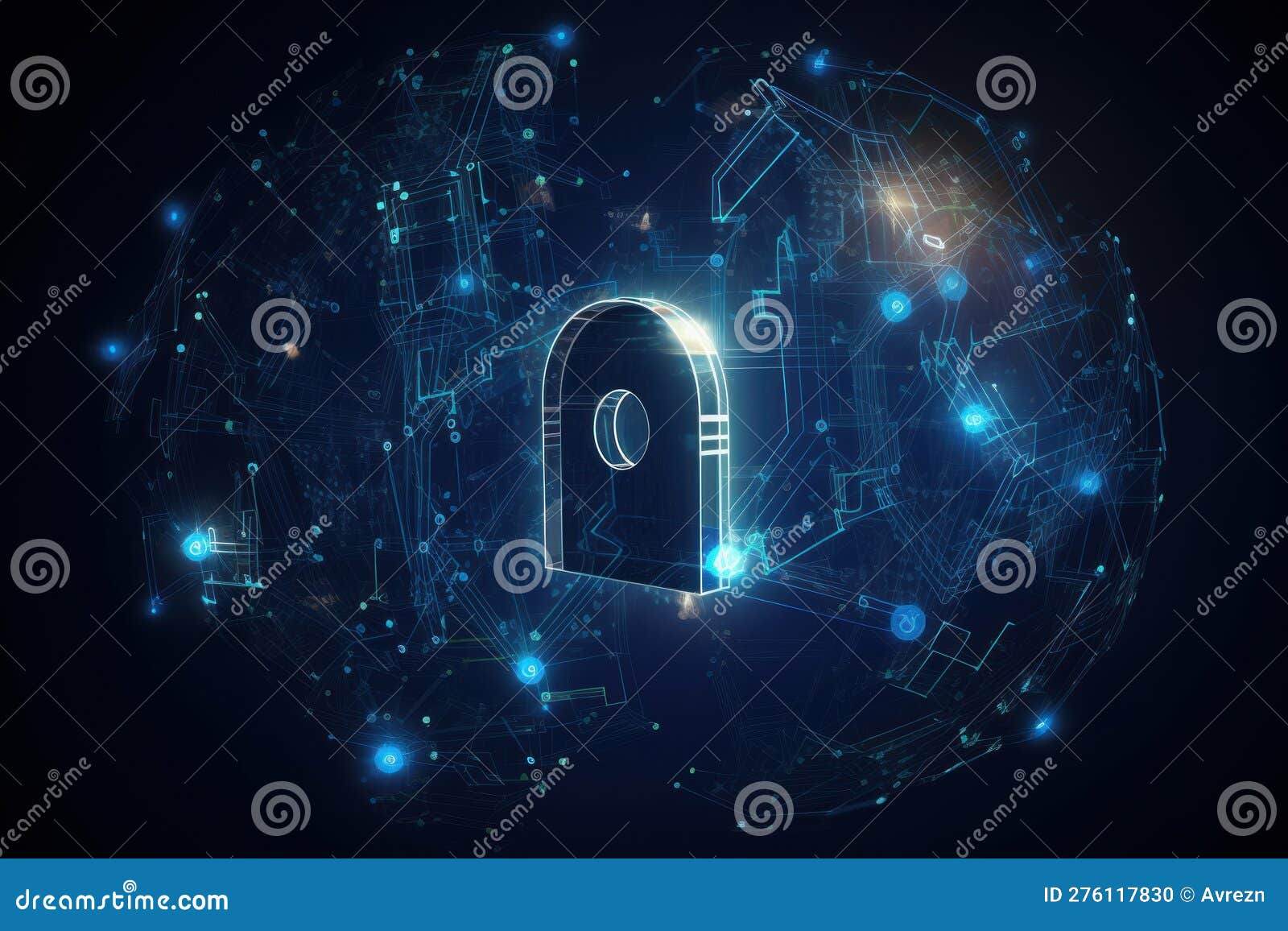 Secure Your Tech with Lock on Abstract Background, Cyber Security ...