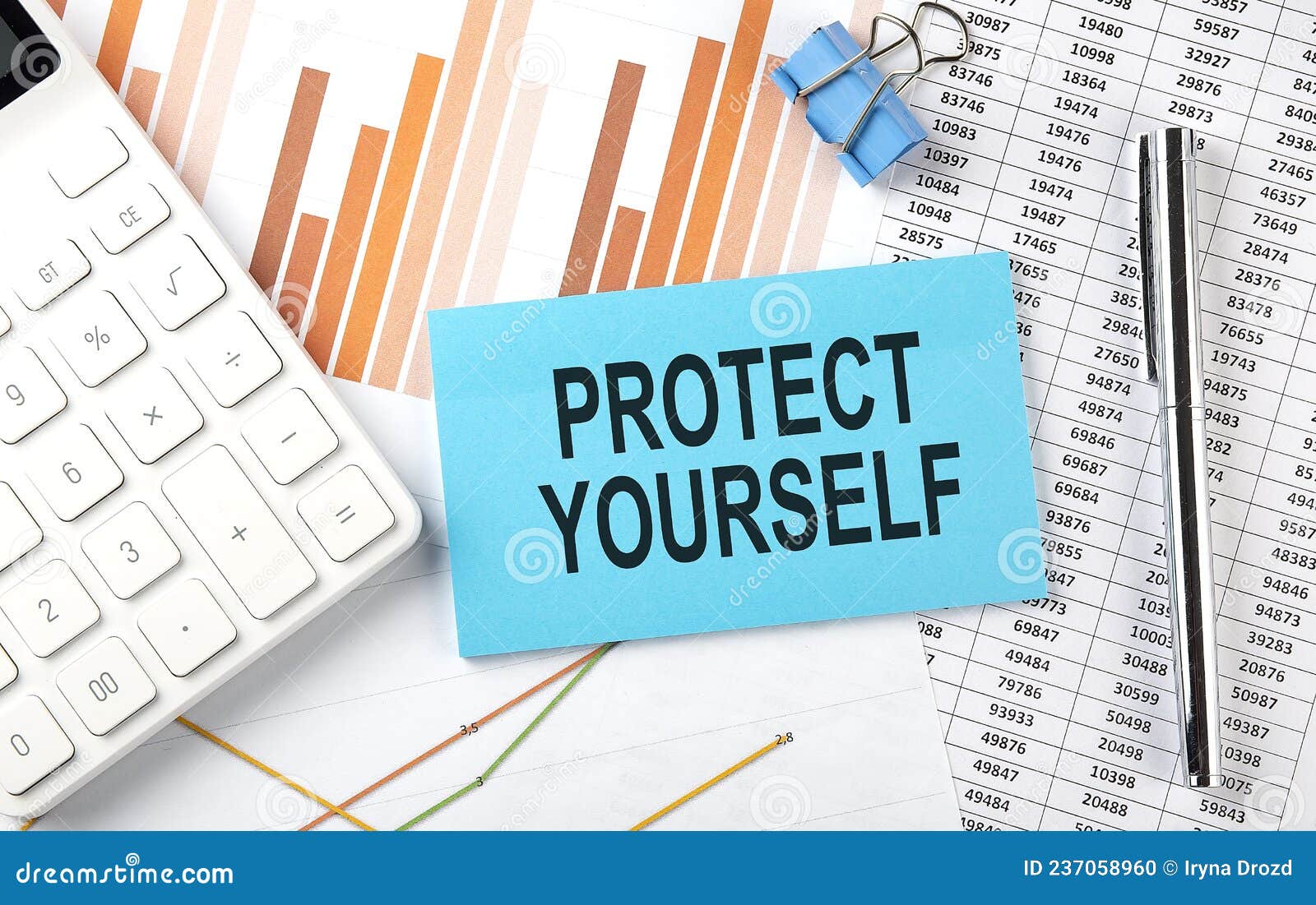 PROTECT YOURSELF Text on the Sticker on Diagram Background Stock Photo ...