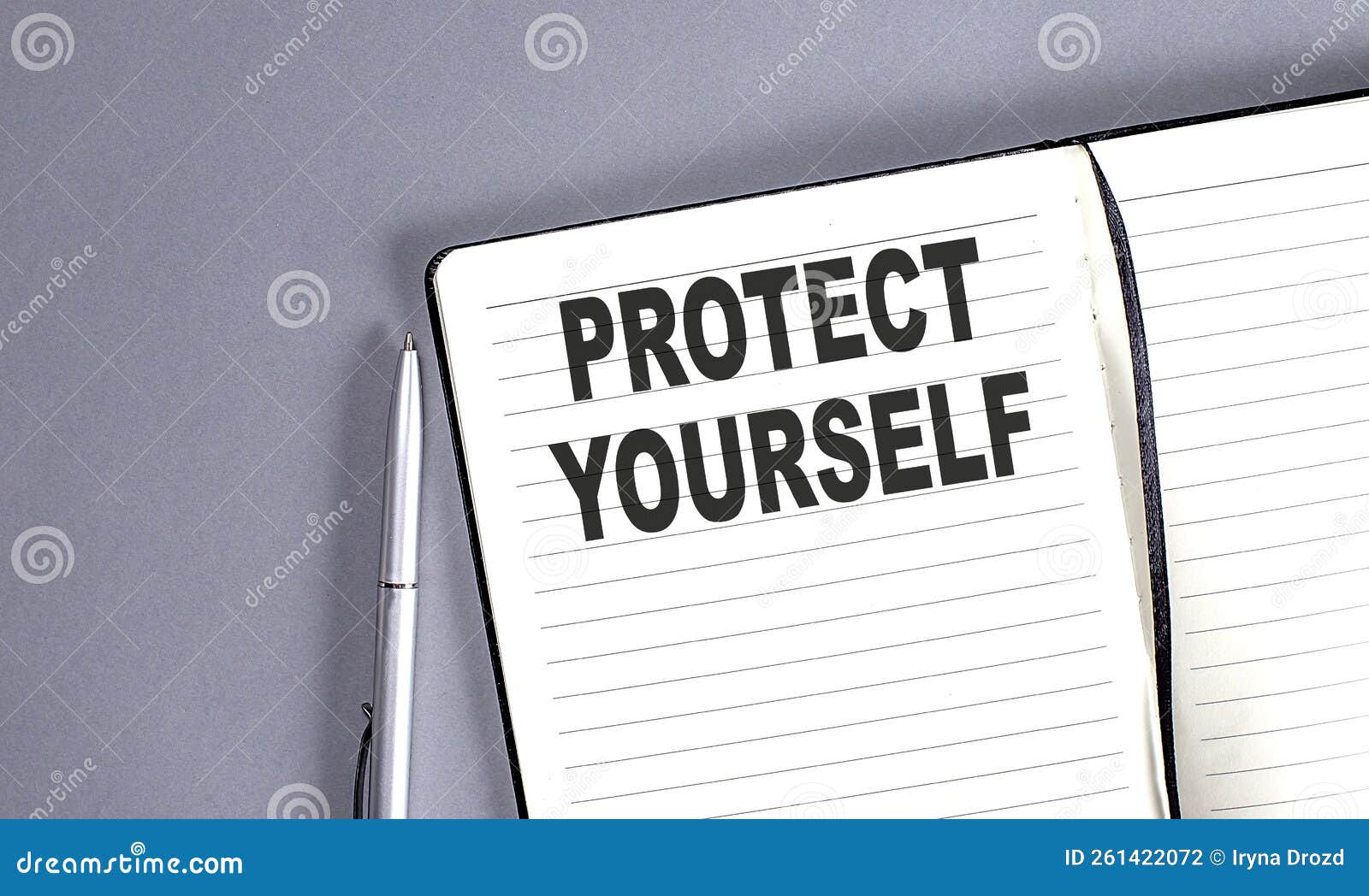 PROTECT YOURSELF Word on the Notebook with Pen Stock Photo - Image of ...