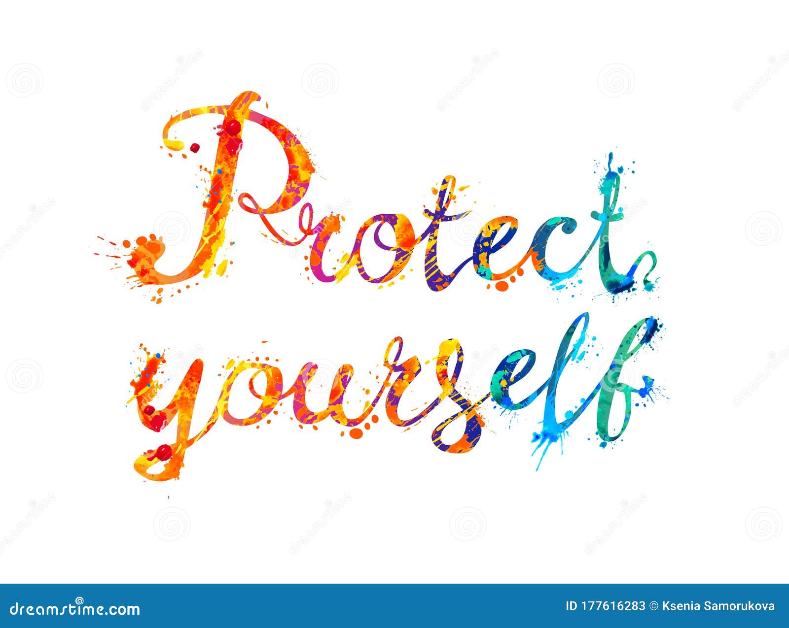 Protect Yourself. Words of Splash Paint Letters Stock Vector ...