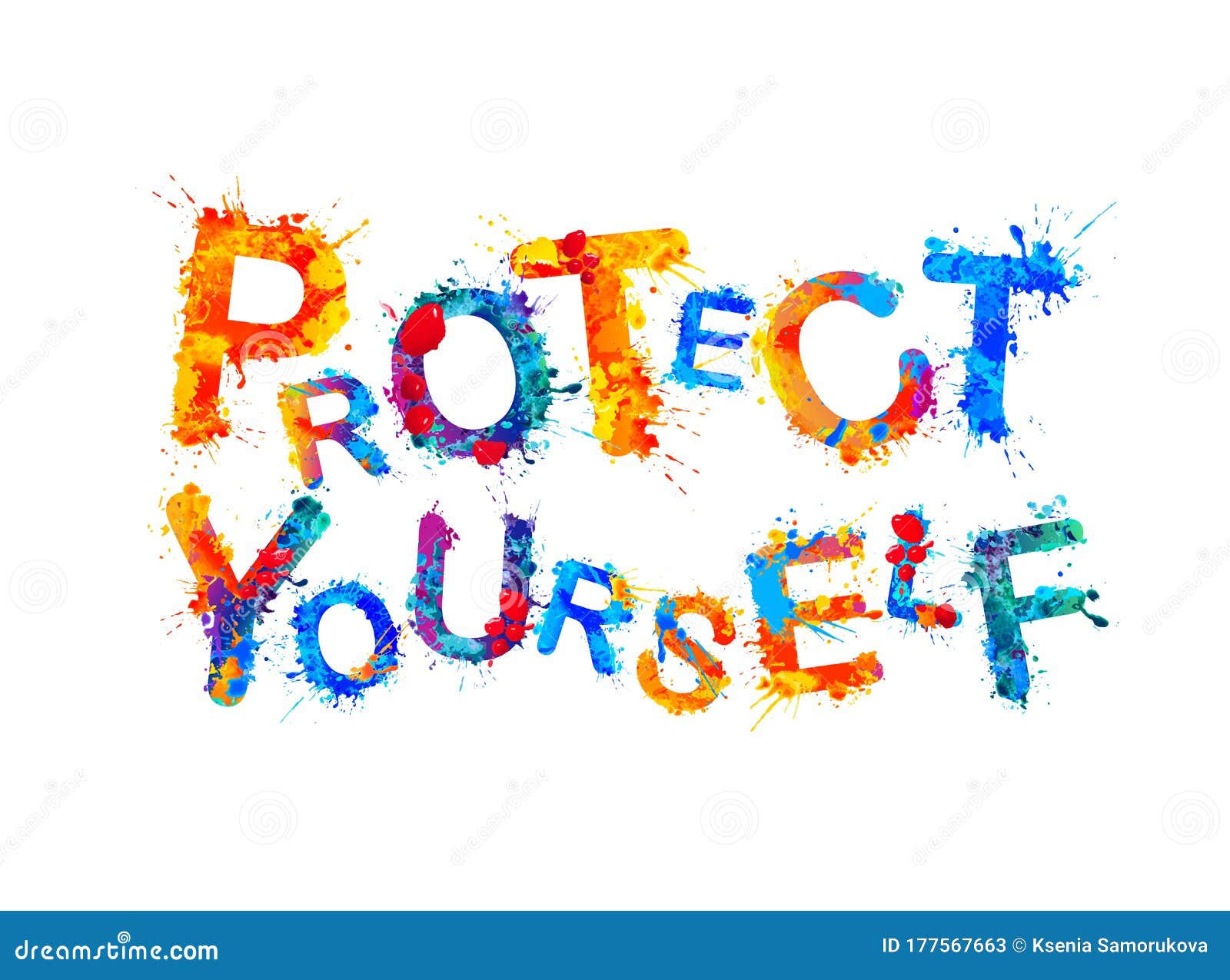 Protect Yourself. Words of Splash Paint Letters Stock Vector ...