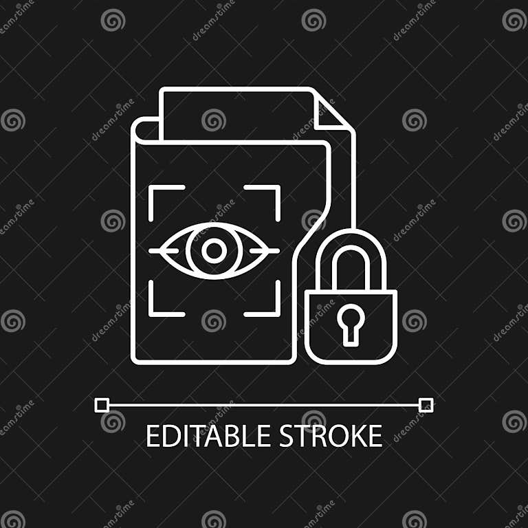 Protected Biometric Data White Linear Icon for Dark Theme Stock Vector ...