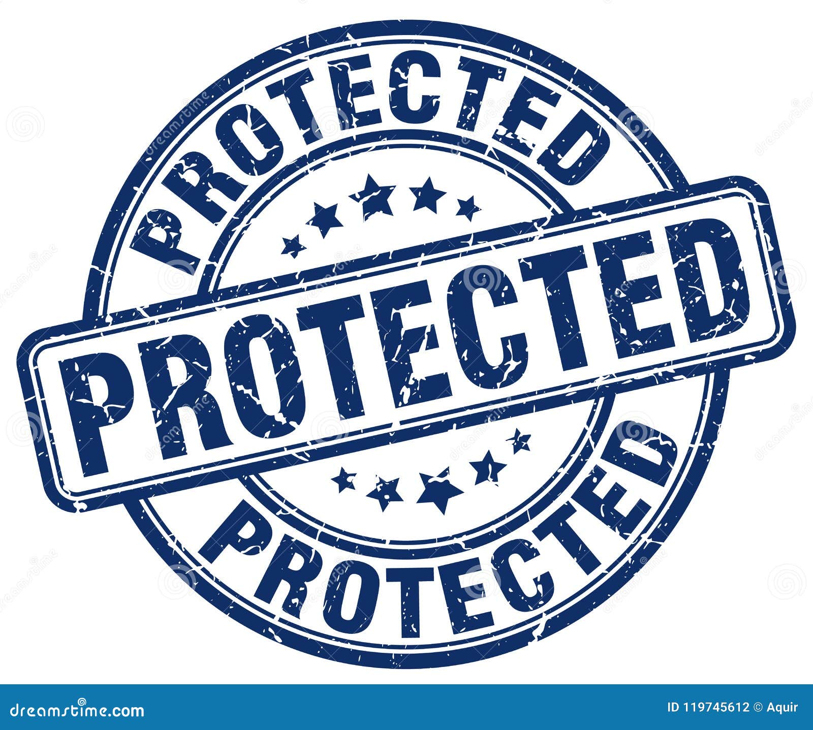 Protected blue stamp stock vector. Illustration of label - 119745612