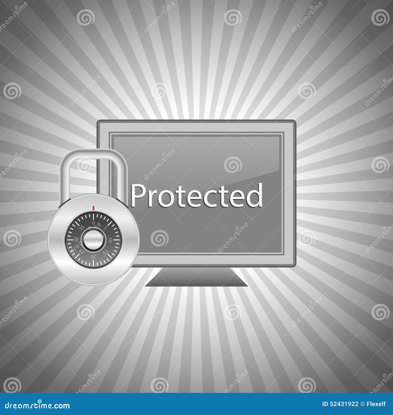 Protected computer stock vector. Illustration of chrome - 52431922