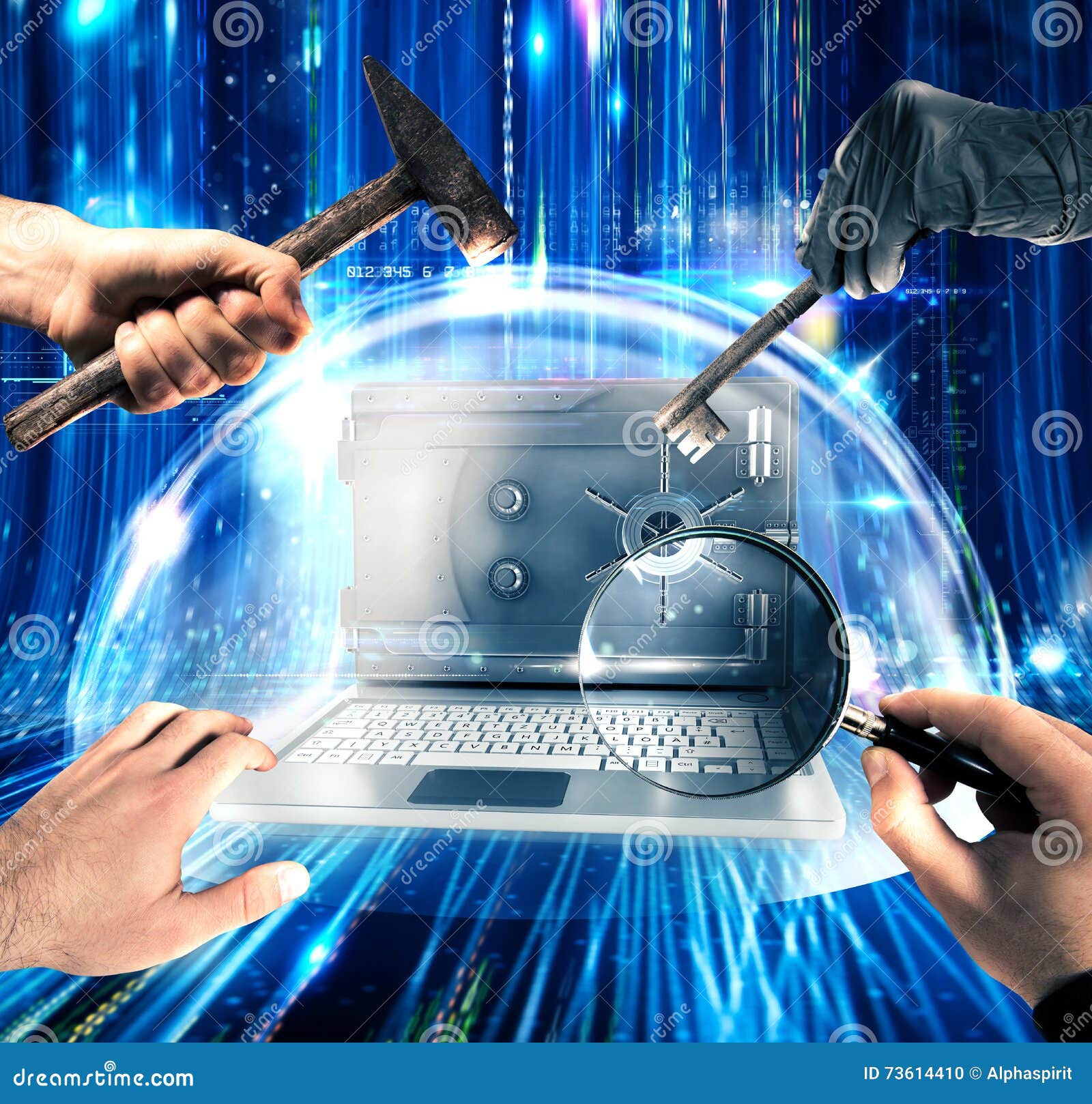 Protected Computer 3d Rendering Stock Illustration - Illustration of ...