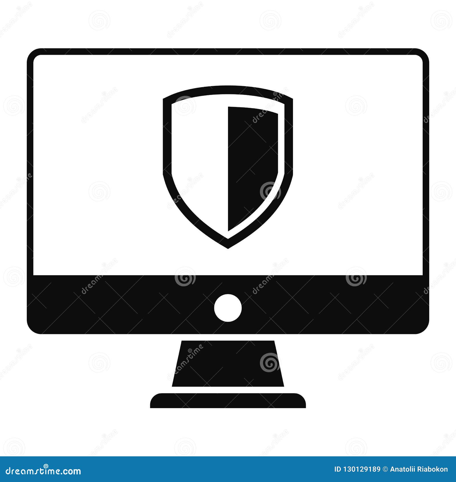 Protected Computer Icon, Simple Style Stock Vector - Illustration of ...