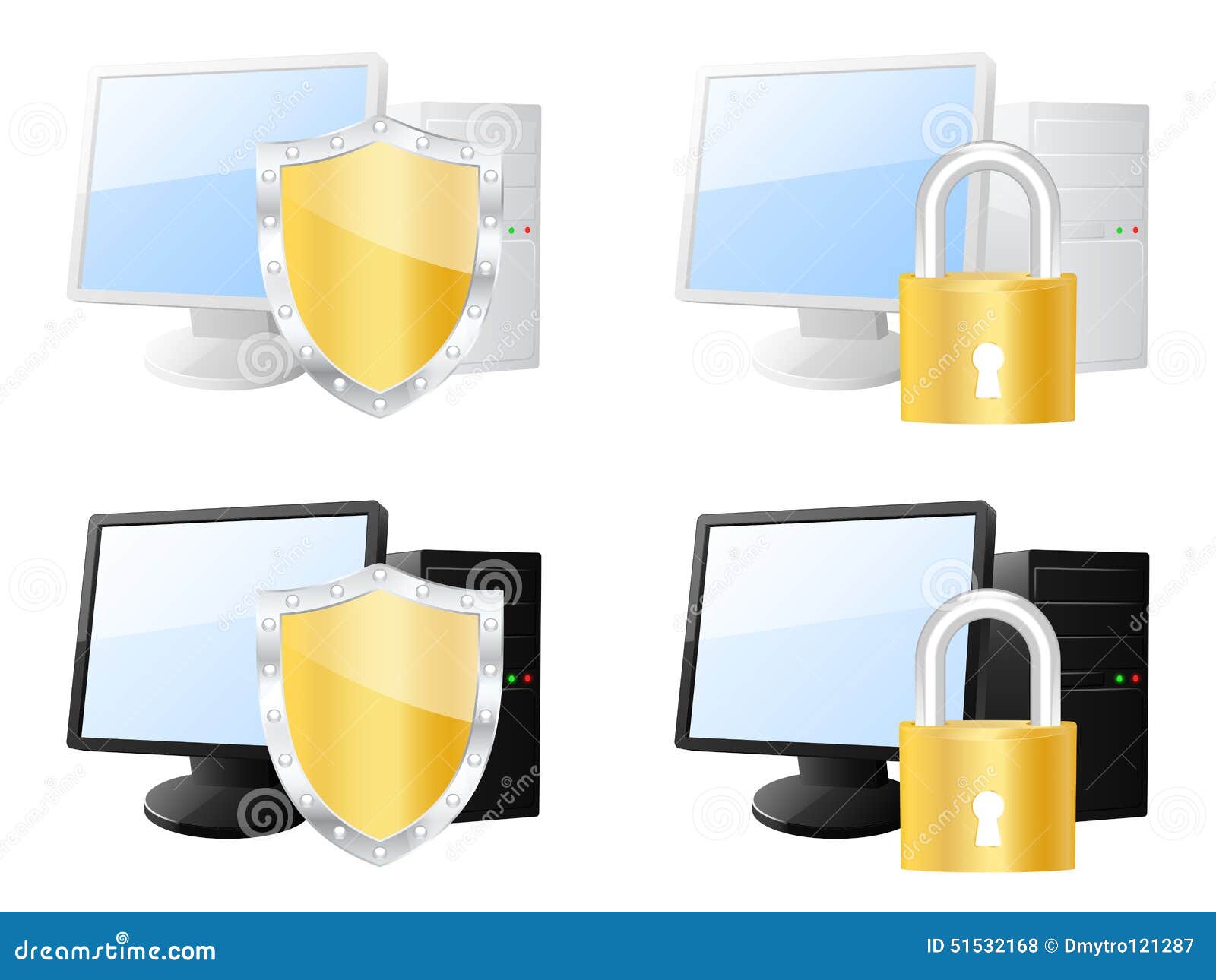 Protected computer icons stock vector. Illustration of encrypted - 51532168