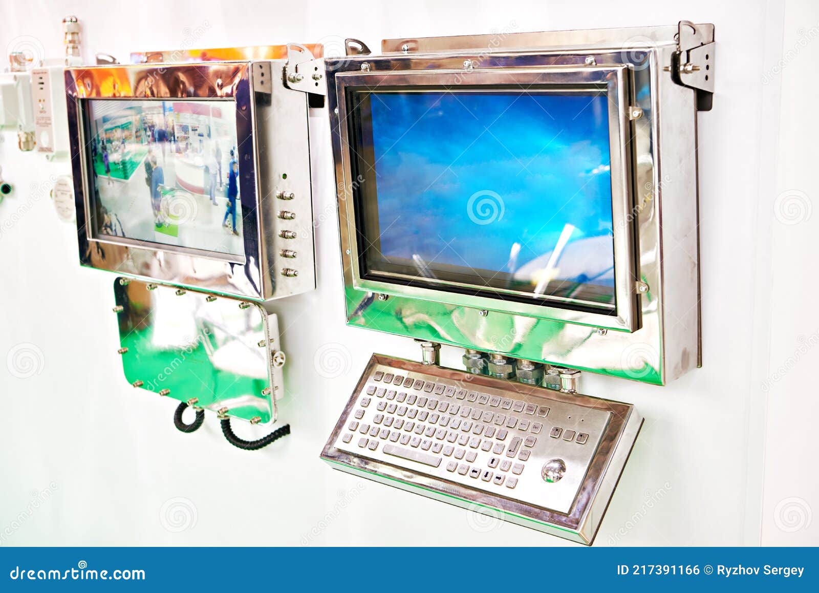 Protected Computers Metal Industrial Stock Photo - Image of digital ...