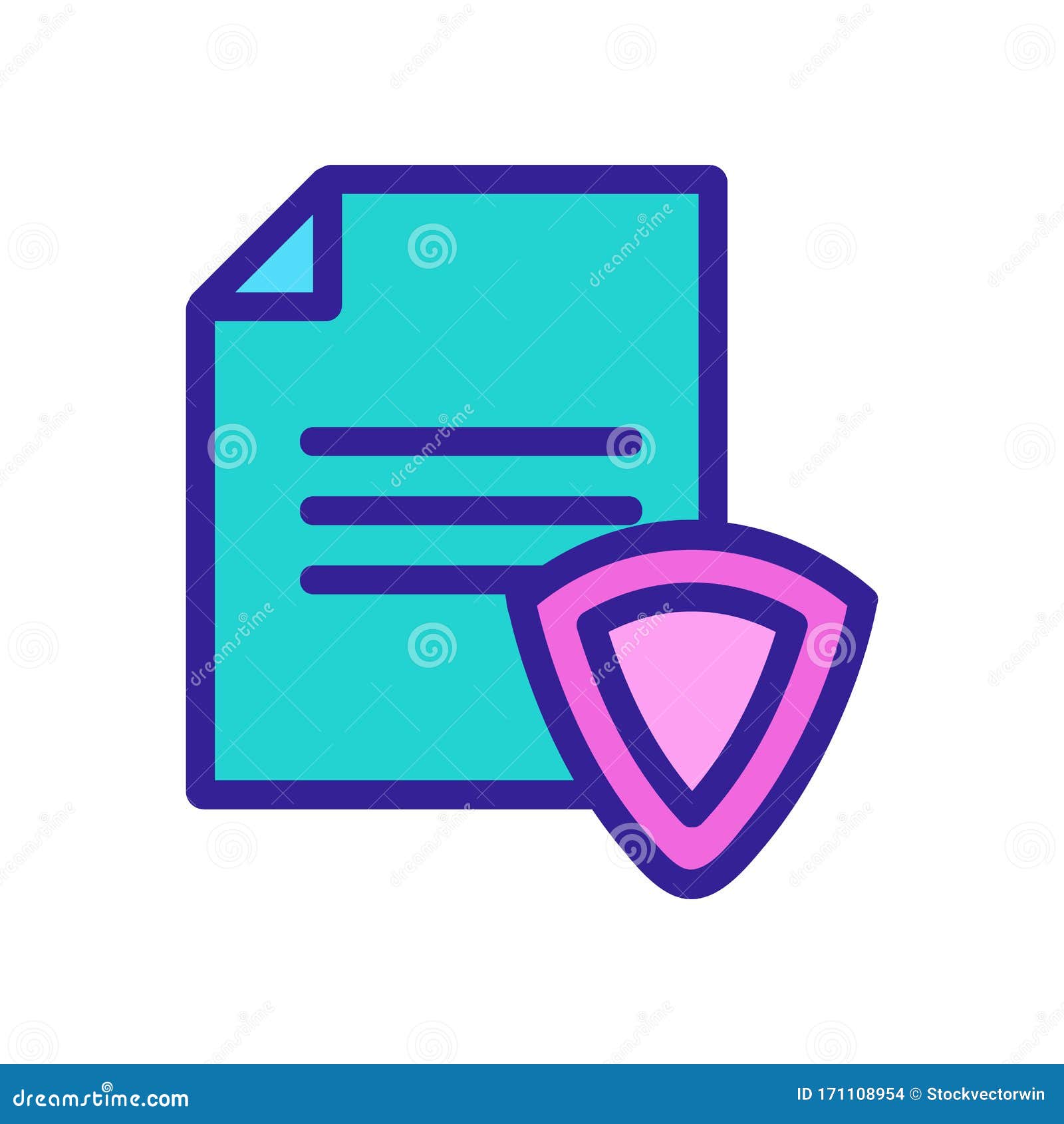 Protected Document Icon Vector. Isolated Contour Symbol Illustration ...