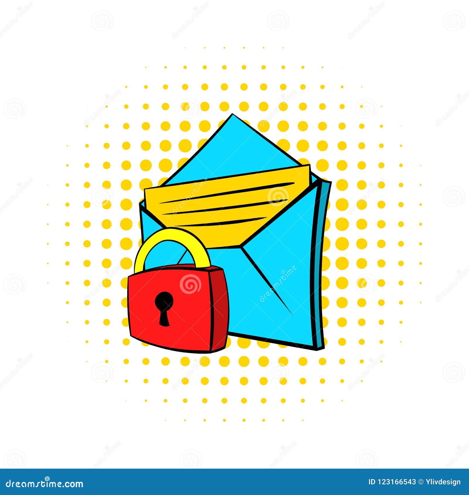 Protected E-mail Icon, Pop-art Style Stock Illustration - Illustration ...