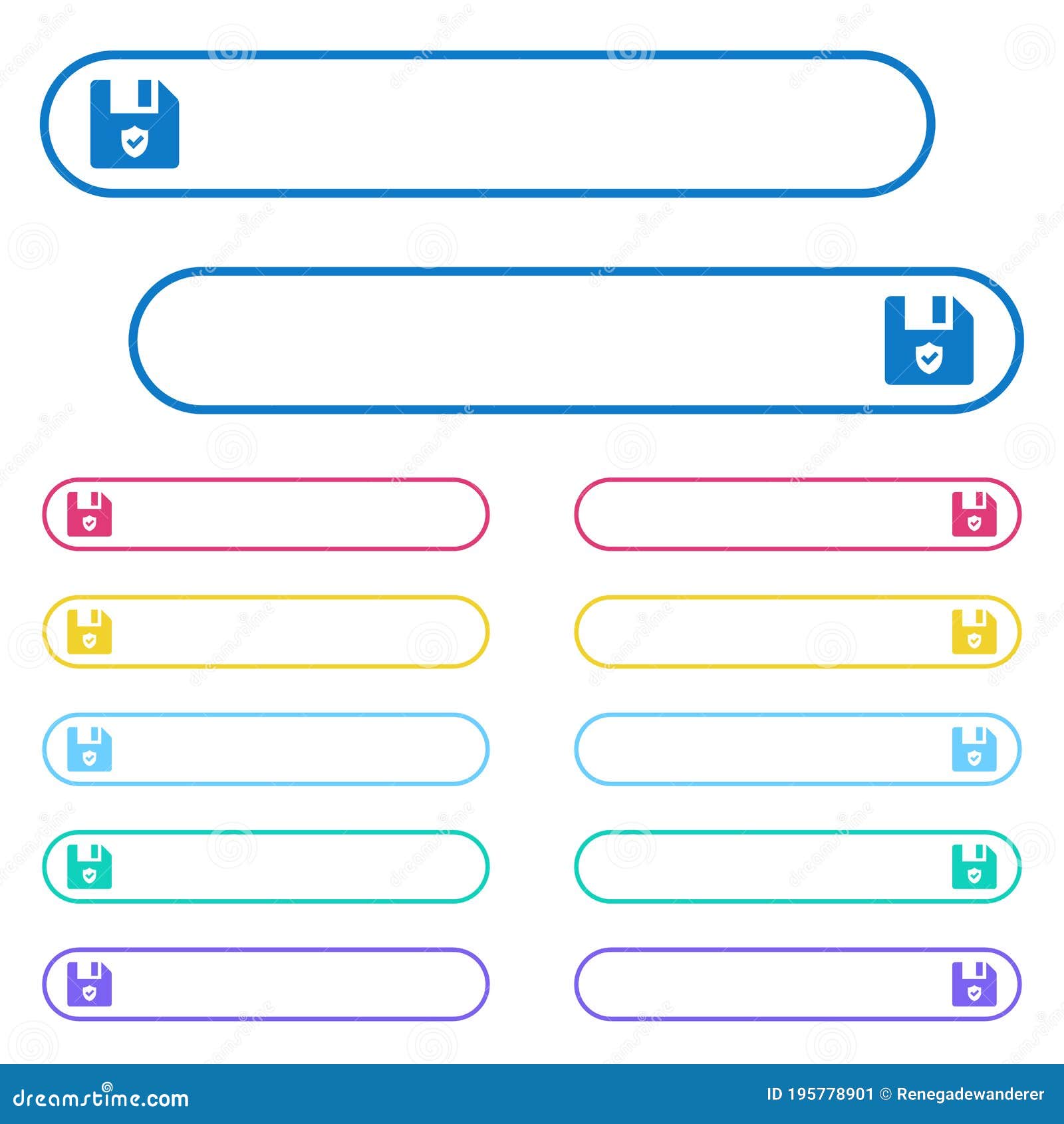 Protected File Icons In Rounded Color Menu Buttons Stock Vector