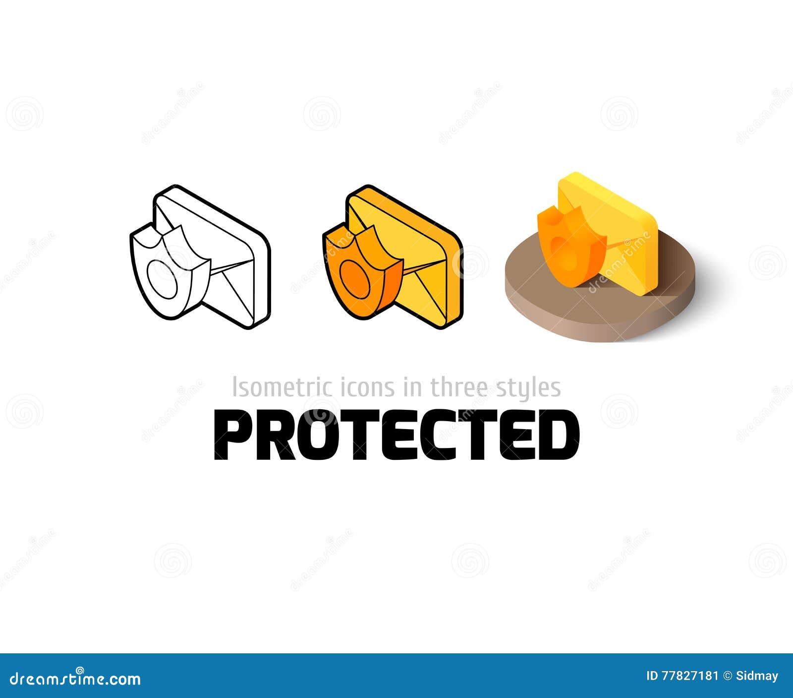Protected Icon in Different Style Stock Vector - Illustration of button ...