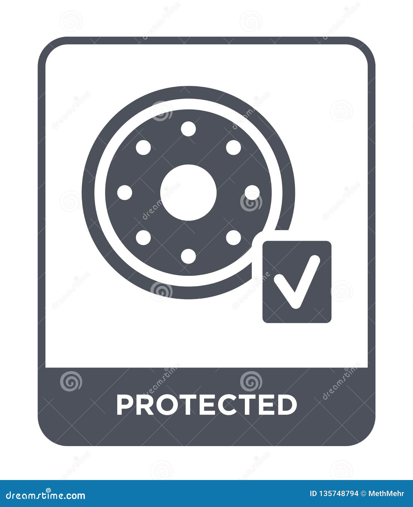 Protected Icon in Trendy Design Style. Protected Icon Isolated on White ...