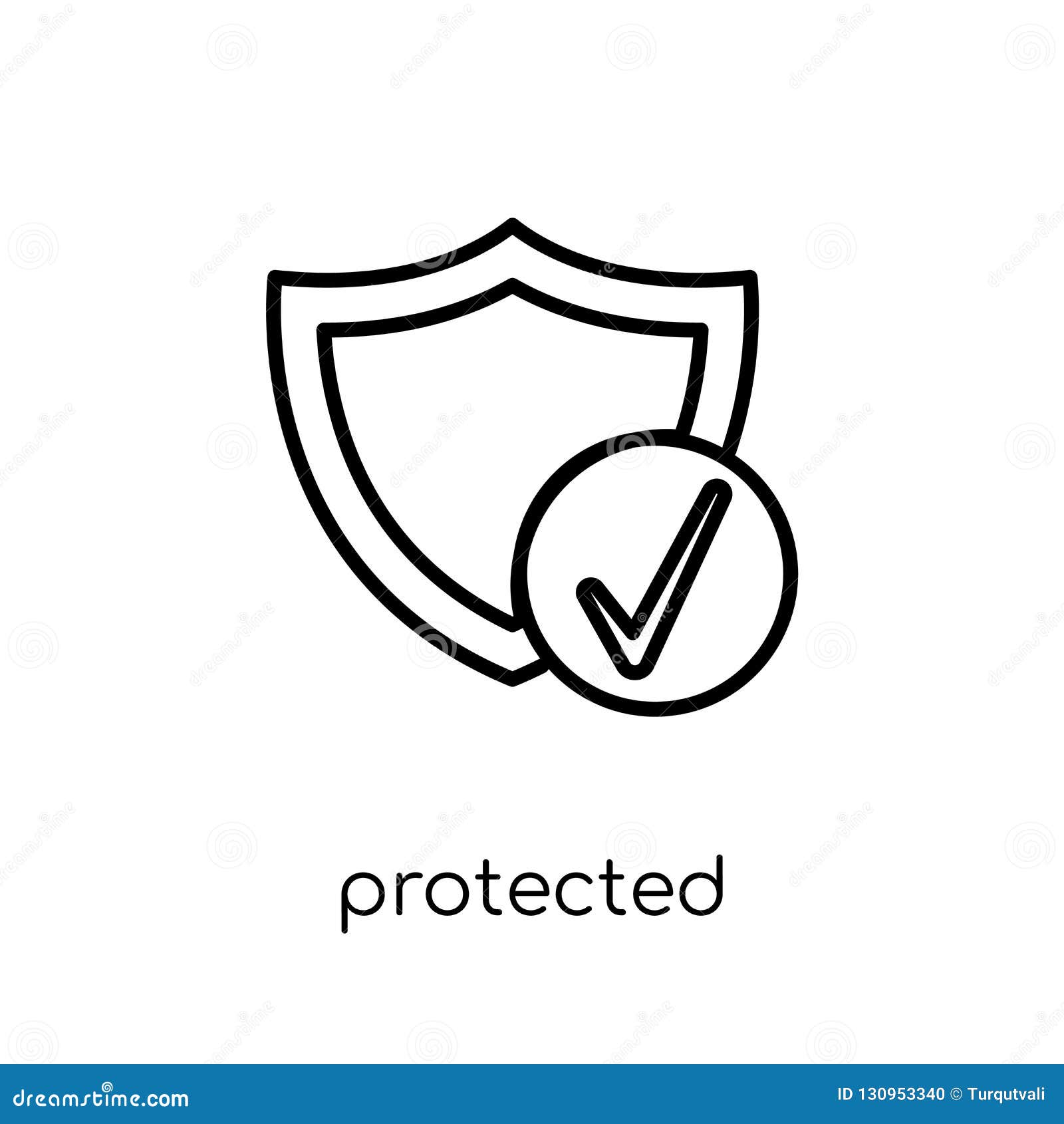 Protected Icon. Trendy Modern Flat Linear Vector Protected Icon Stock ...