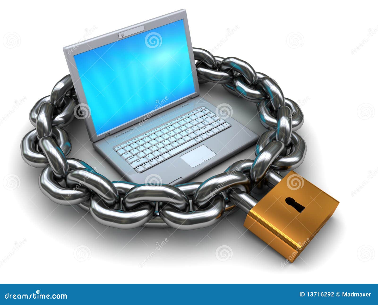 Protected laptop stock illustration. Illustration of padlock - 13716292