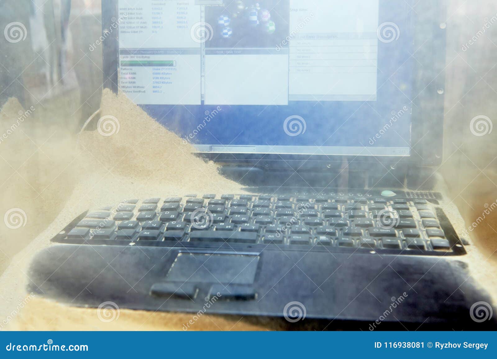 Protected Laptop on Sand and Dust Tests Stock Image - Image of military ...