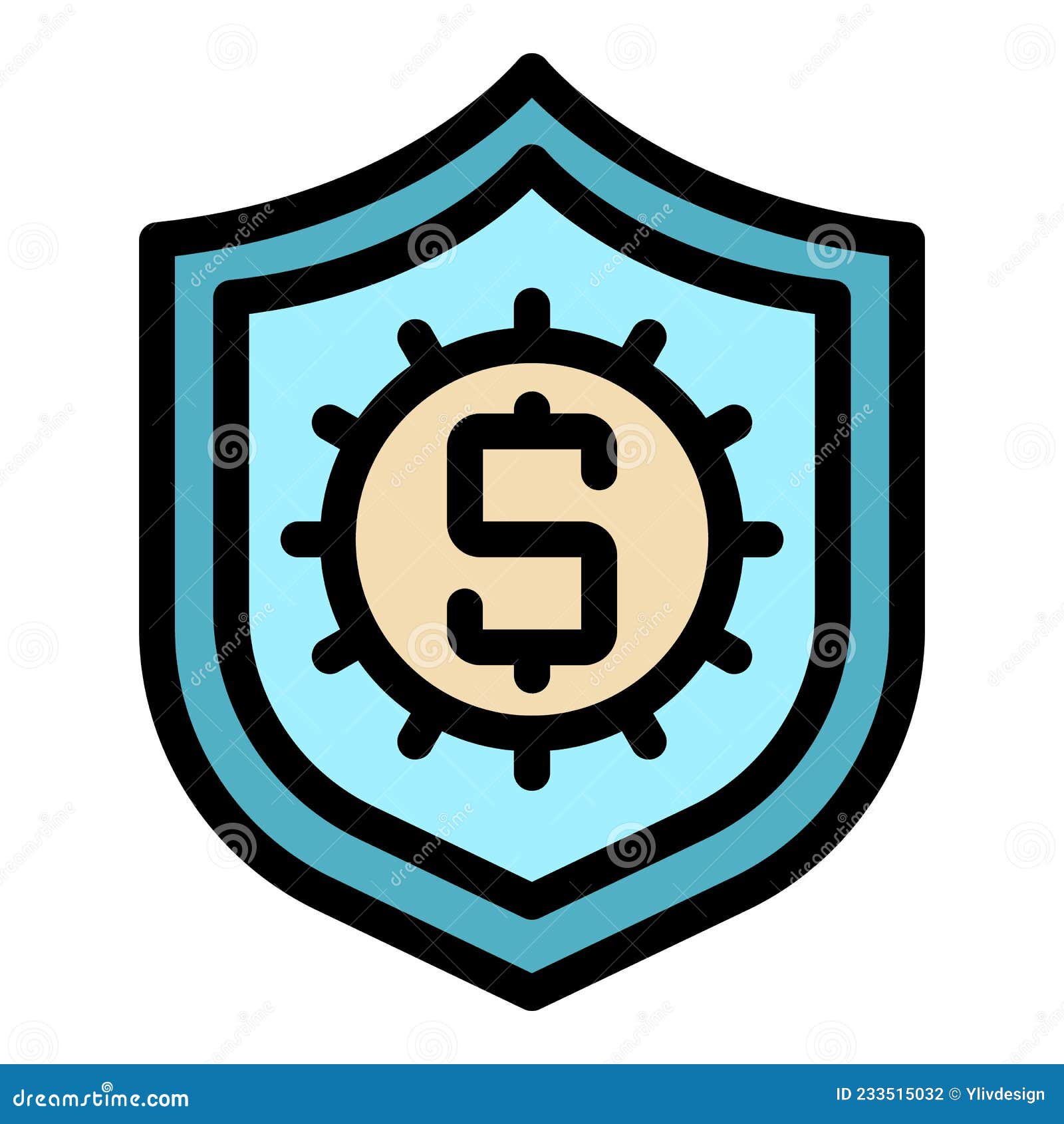 Protected Money Icon Color Outline Vector | CartoonDealer.com #233515032
