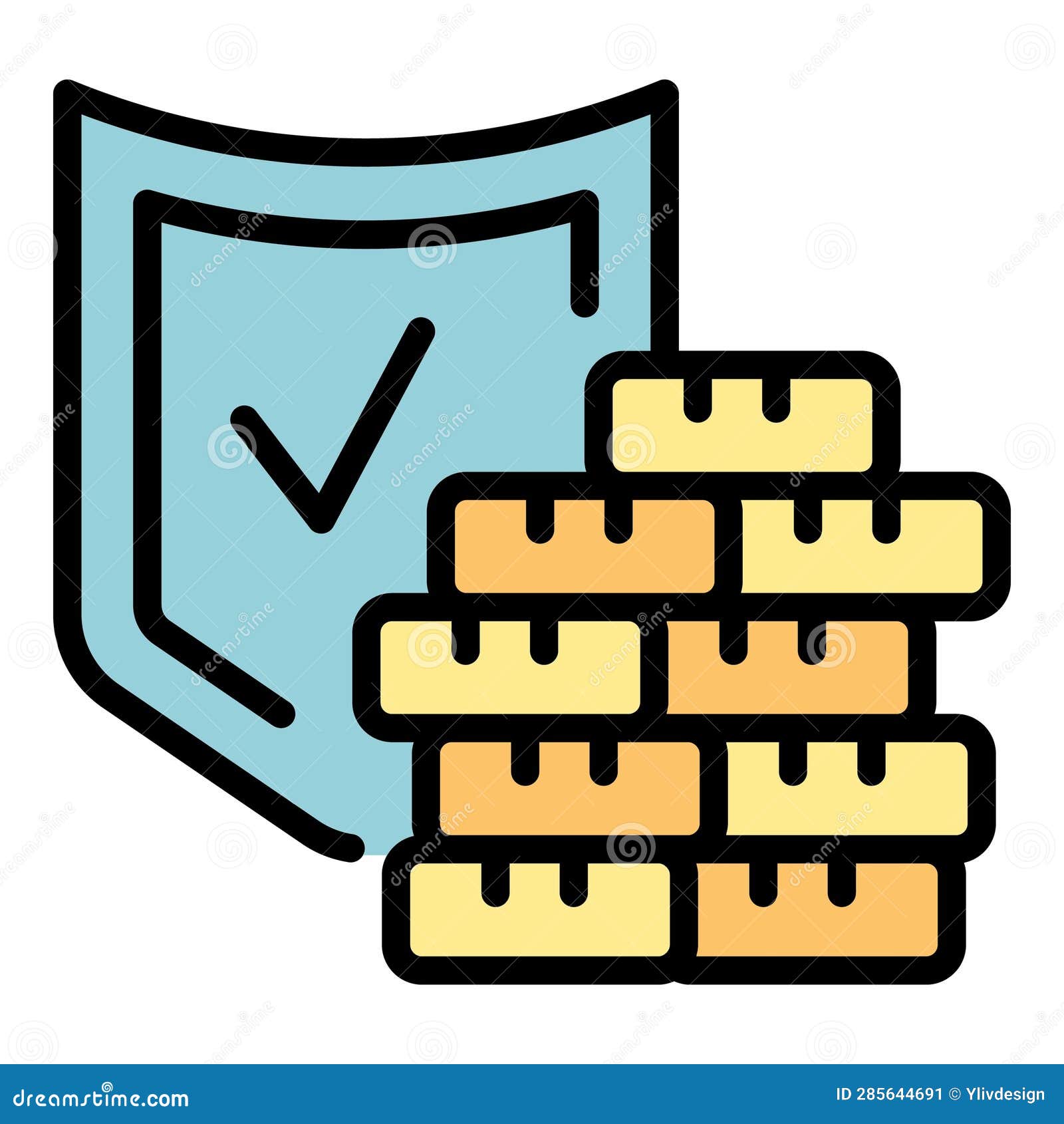 Protected Money Icon Color Outline Vector | CartoonDealer.com #233515032