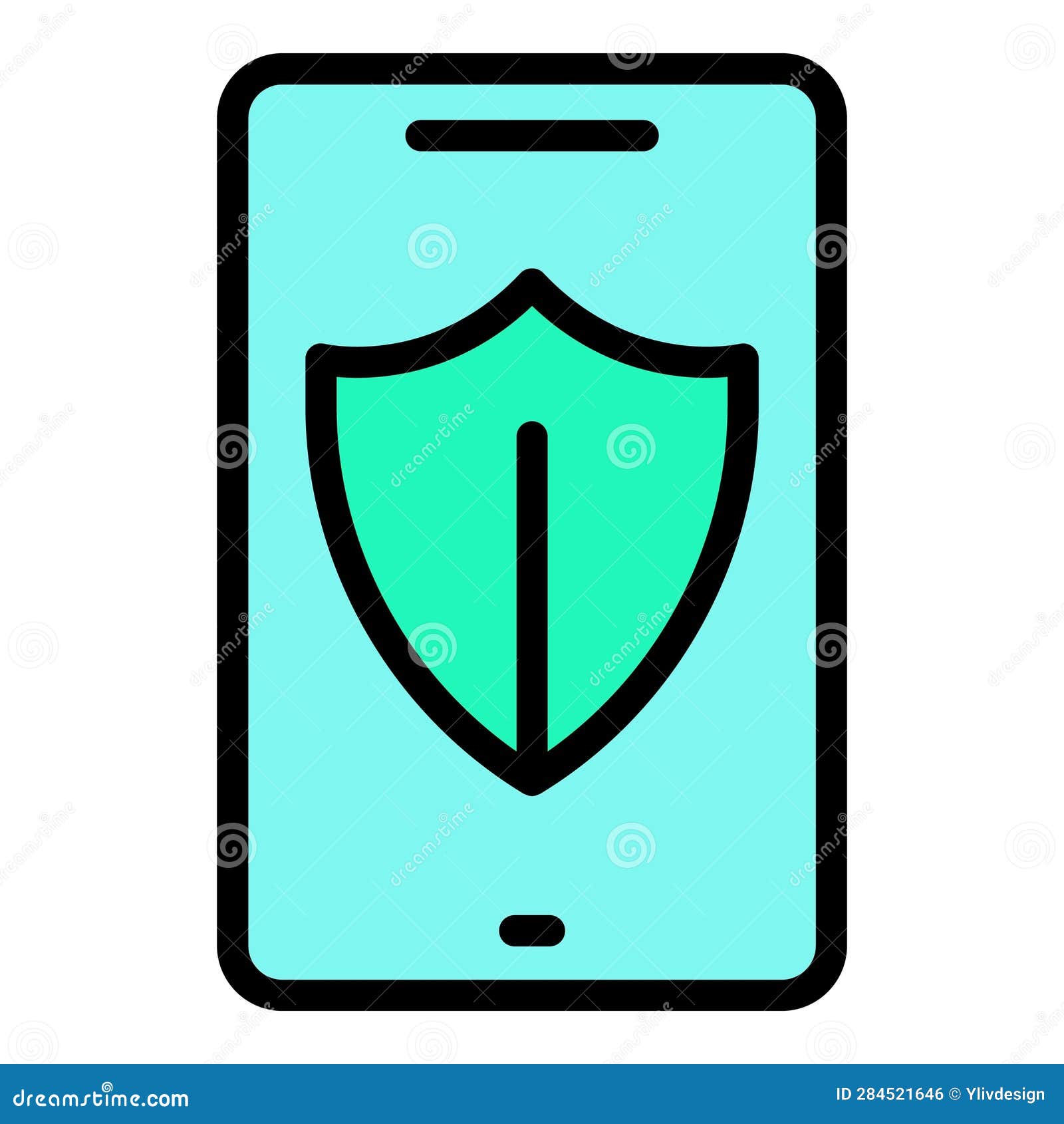 Protected Phone Icon Vector Flat Stock Illustration - Illustration of ...