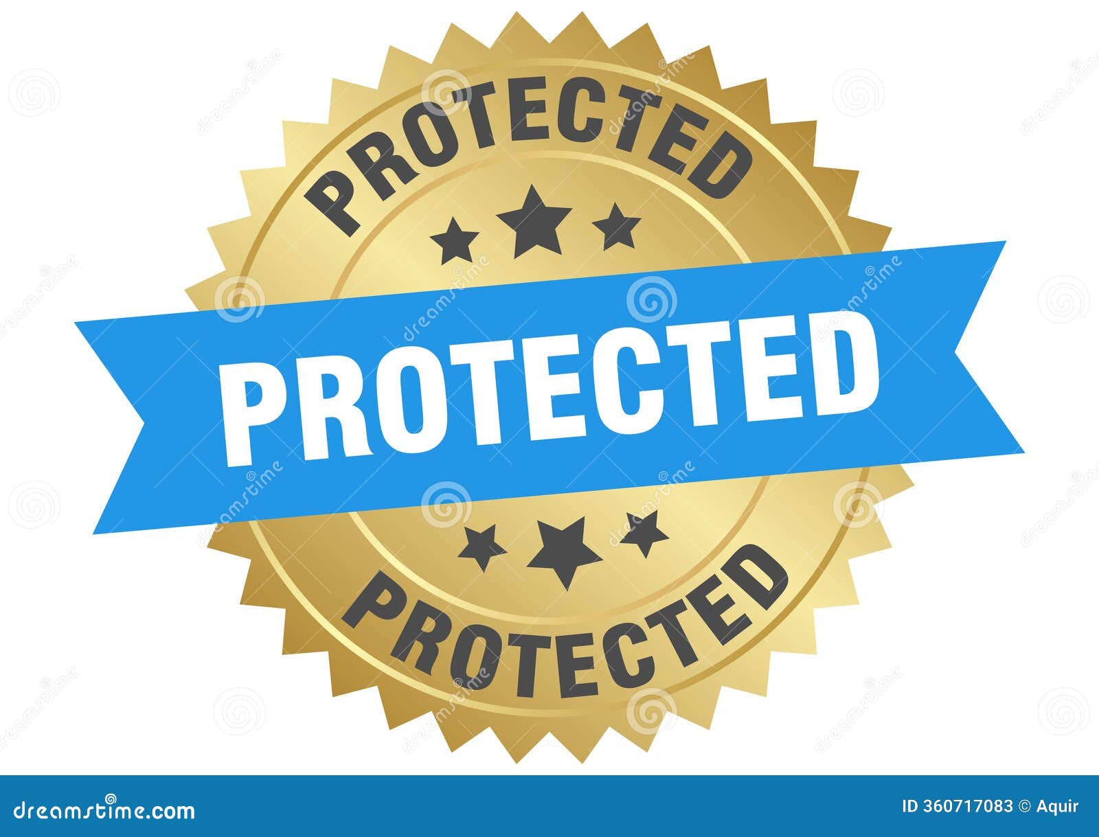 Protected. Protected Round Blue and Gold Label Isolated on Transparent ...