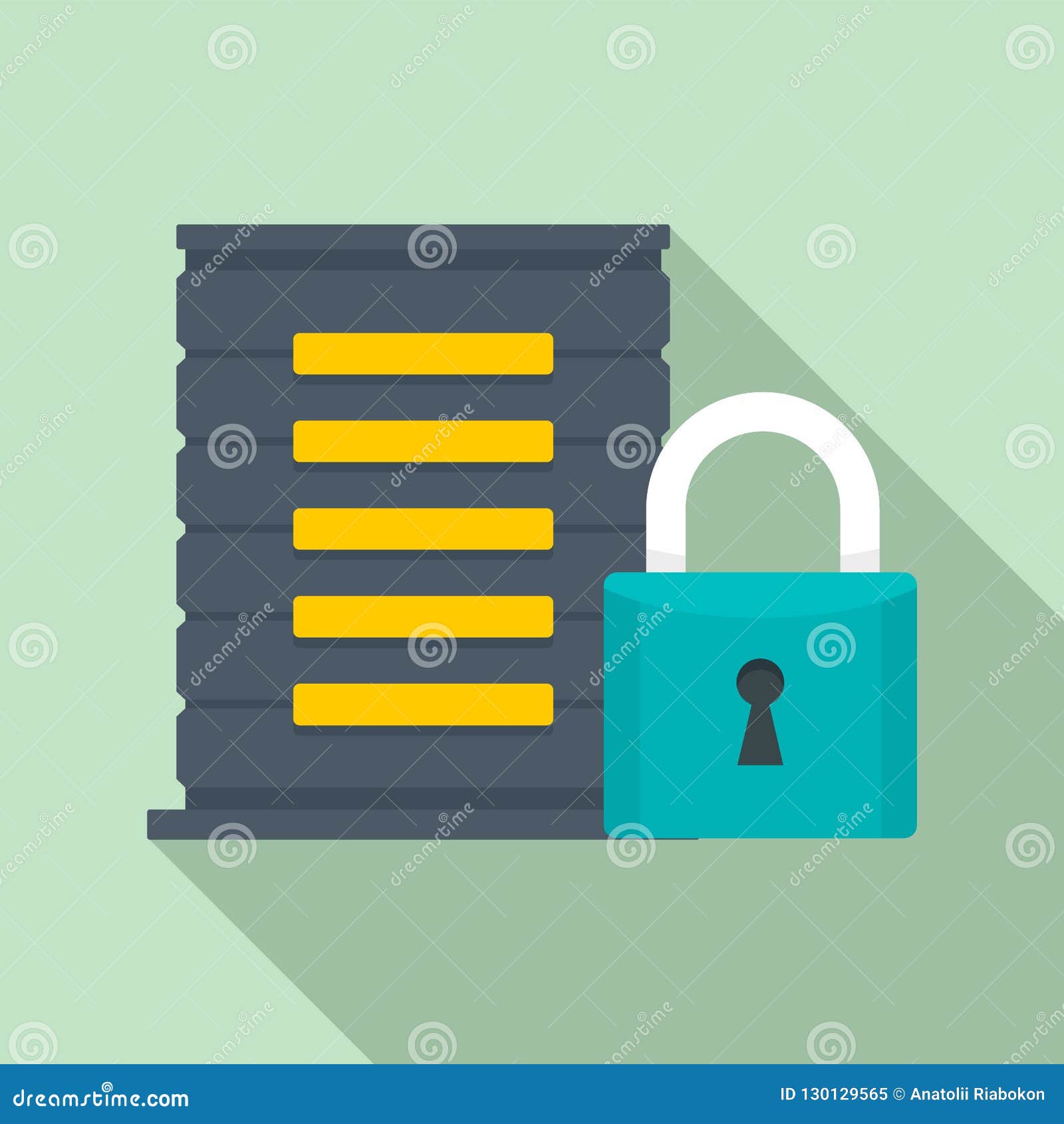 Protected Server Icon, Flat Style Stock Vector - Illustration of ...