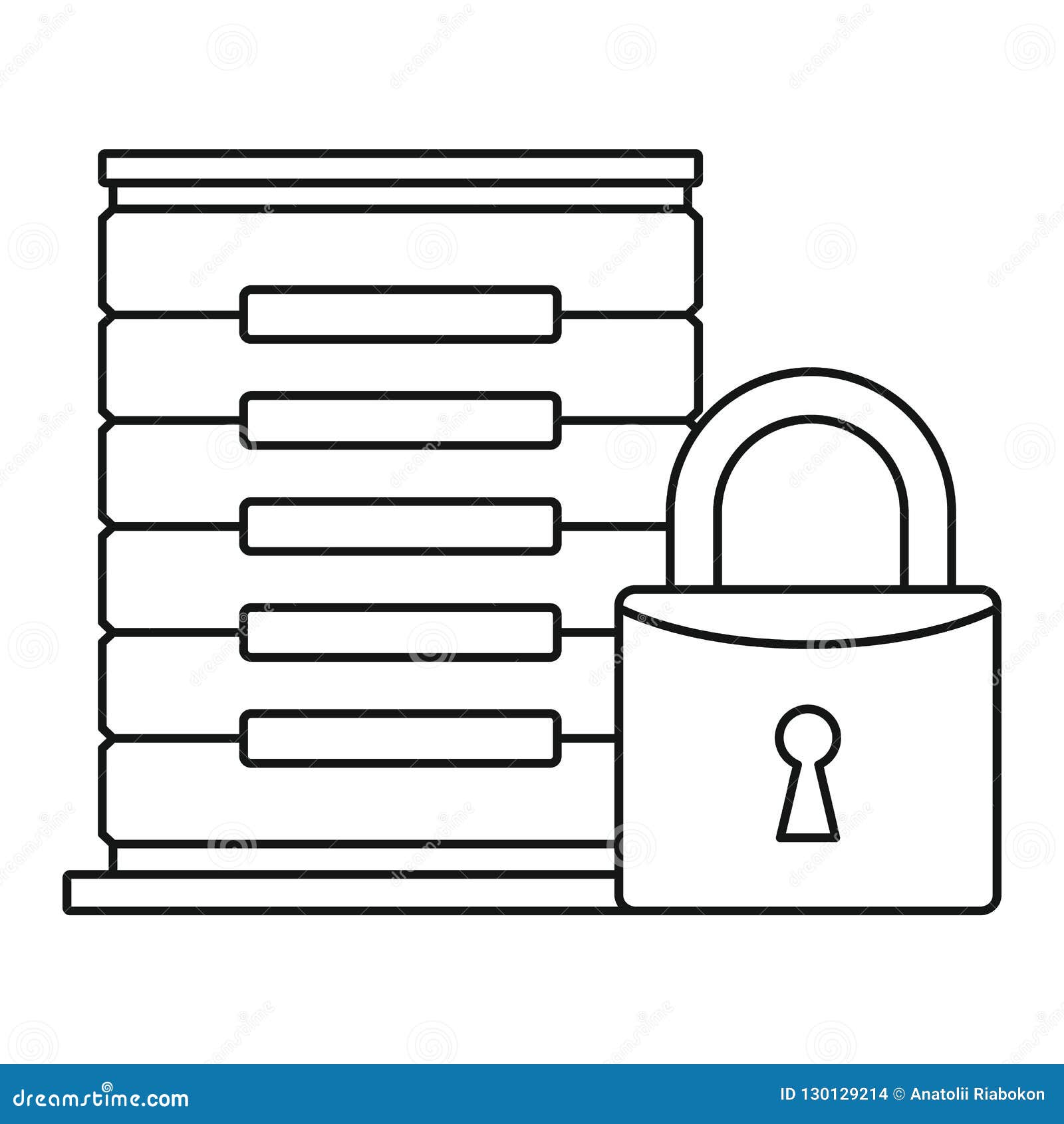 Protected Server Icon, Outline Style Stock Vector - Illustration of ...