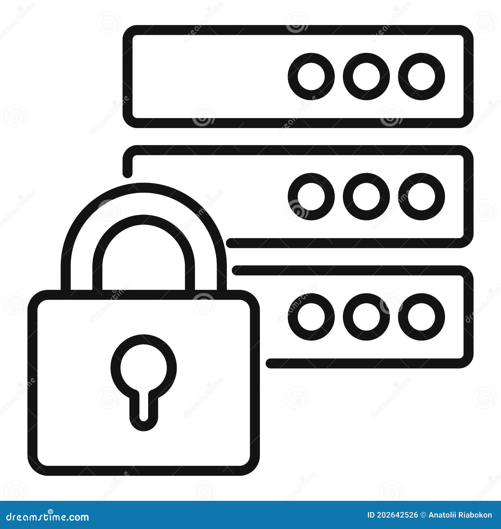 Protected Server Icon, Outline Style Stock Vector - Illustration of ...